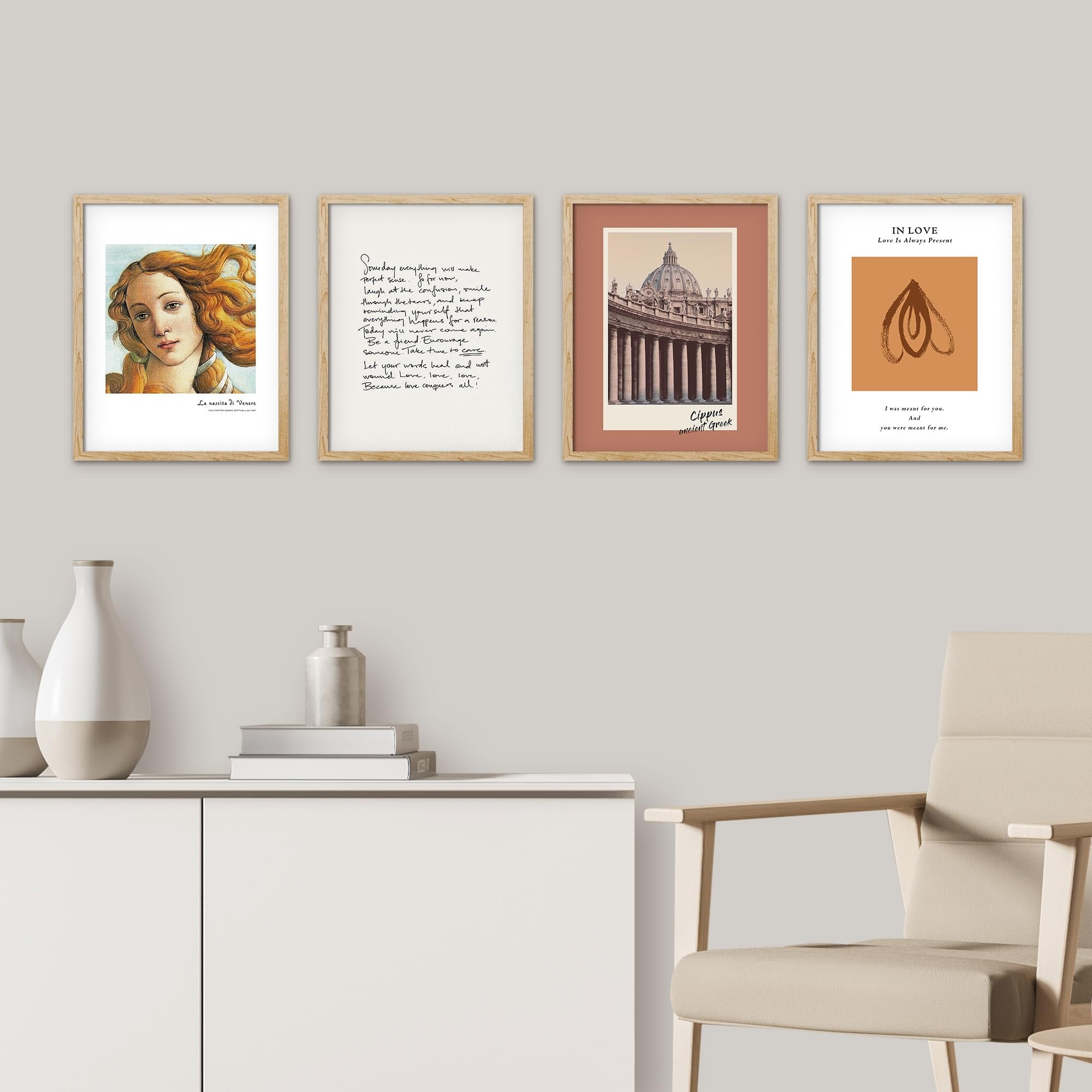 PixonSign Framed Wall Art Birth of Venus Typography Variety Abstract ...