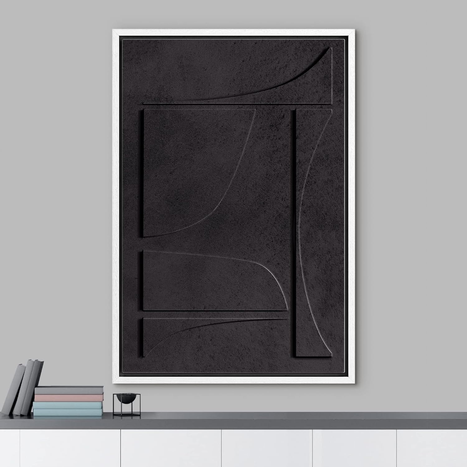 PixonSign Framed Wall Art Black Mid-Century Geometry Polygon Collage ...