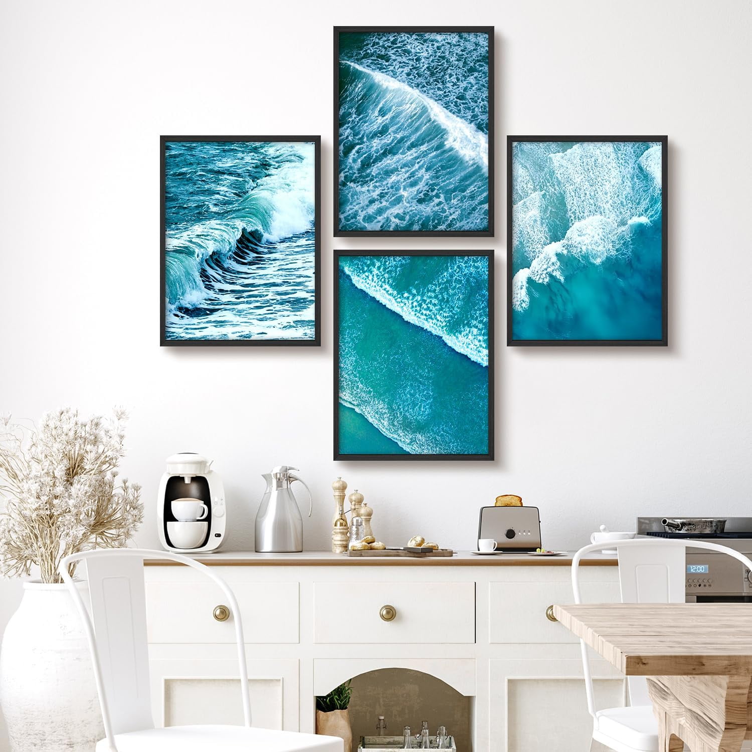 PixonSign Framed Wall Art Captivating Sea Wave Photography Posters, Set ...