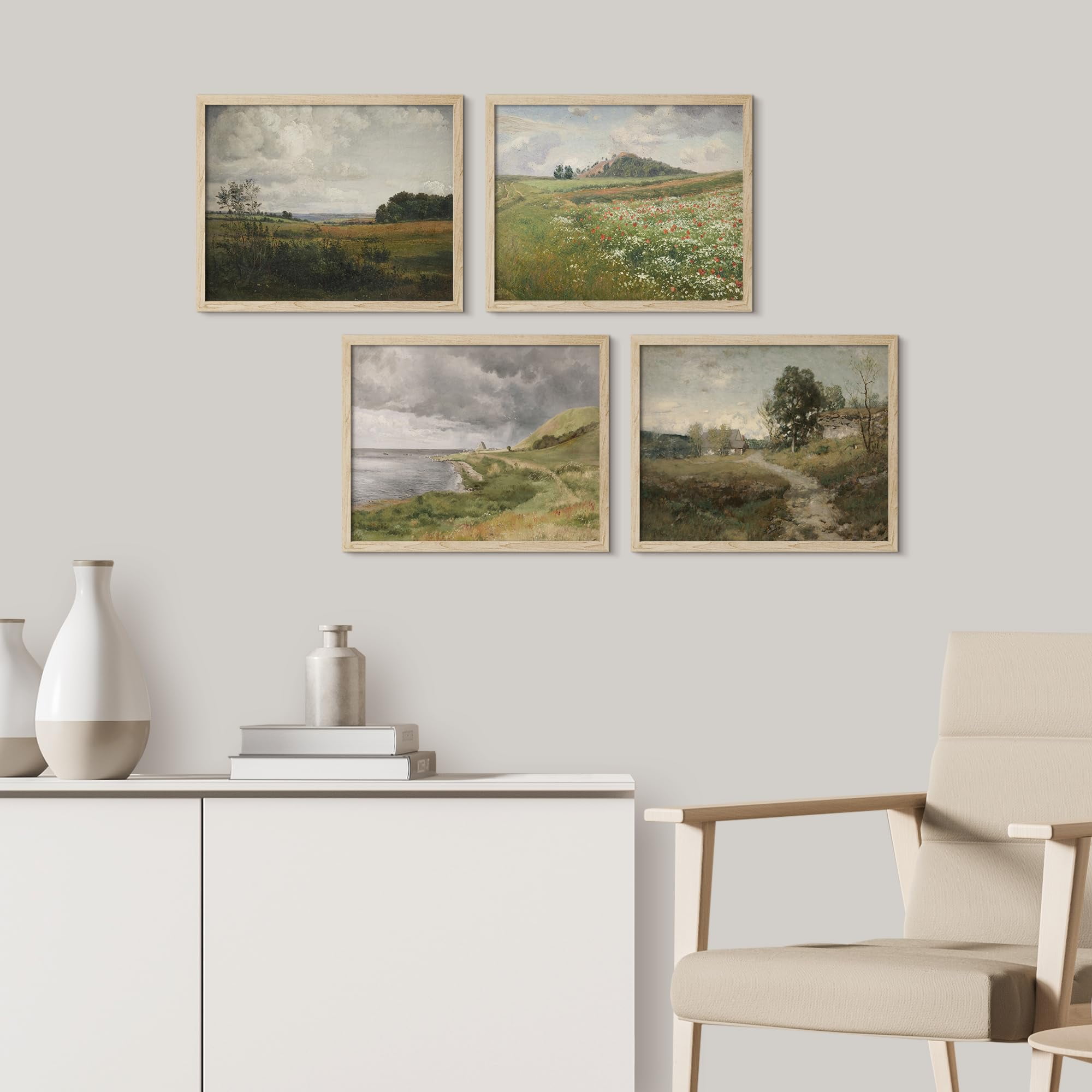 PixonSign Framed Wall Art Classic Rural Countryside Flower Landscapes ...