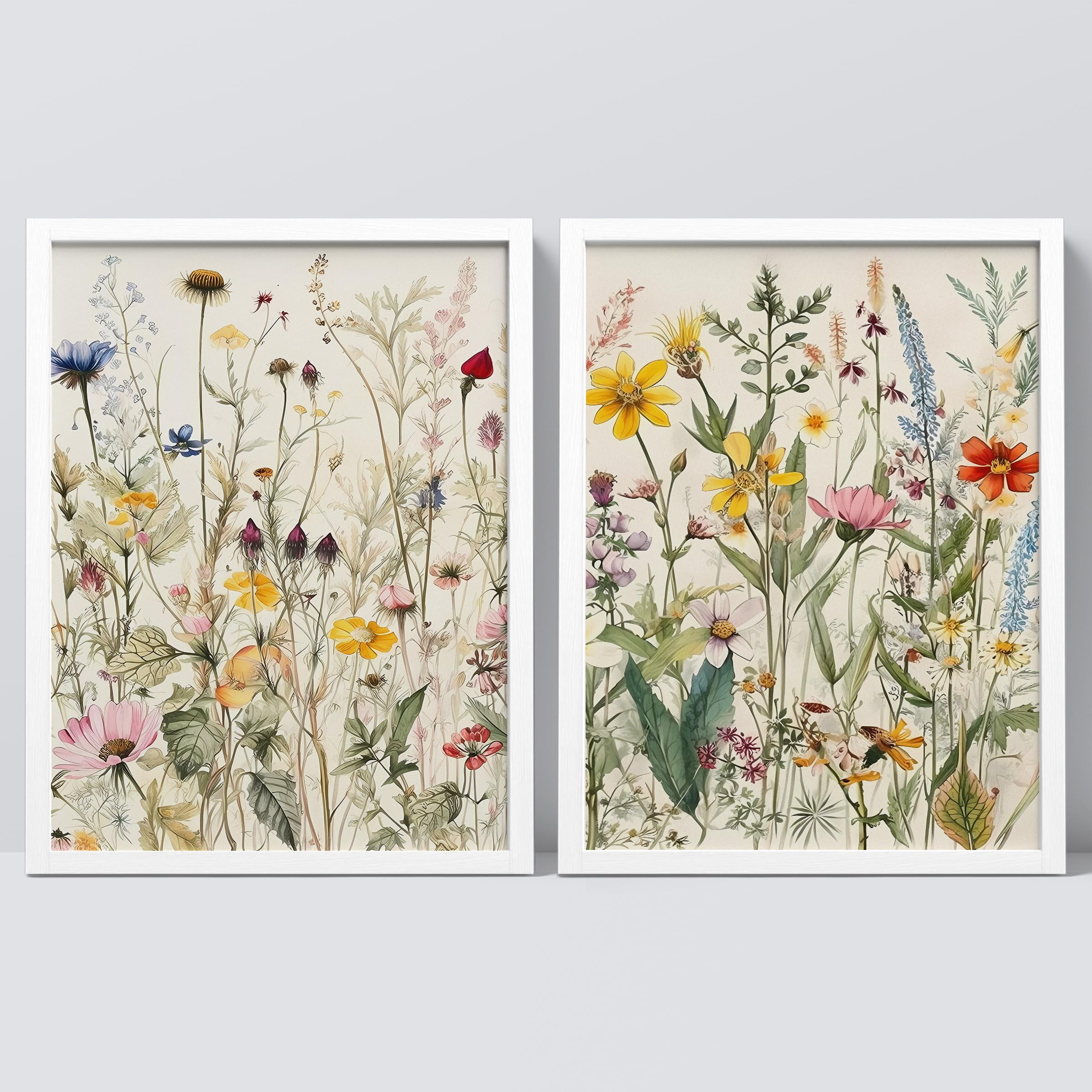 PixonSign Framed Wall Art Colorful Wildflowers Garden Floral Posters ...