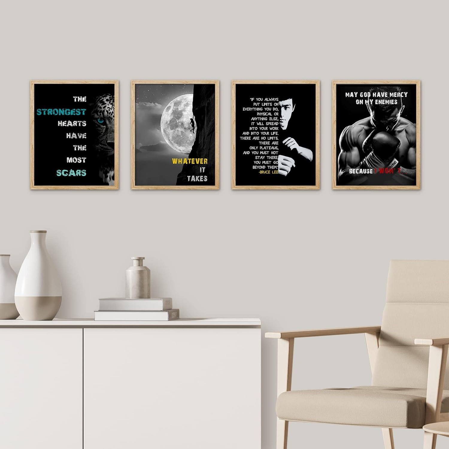 PixonSign Framed Wall Art, Cooler Moon Boxing Inspirational Posters ...