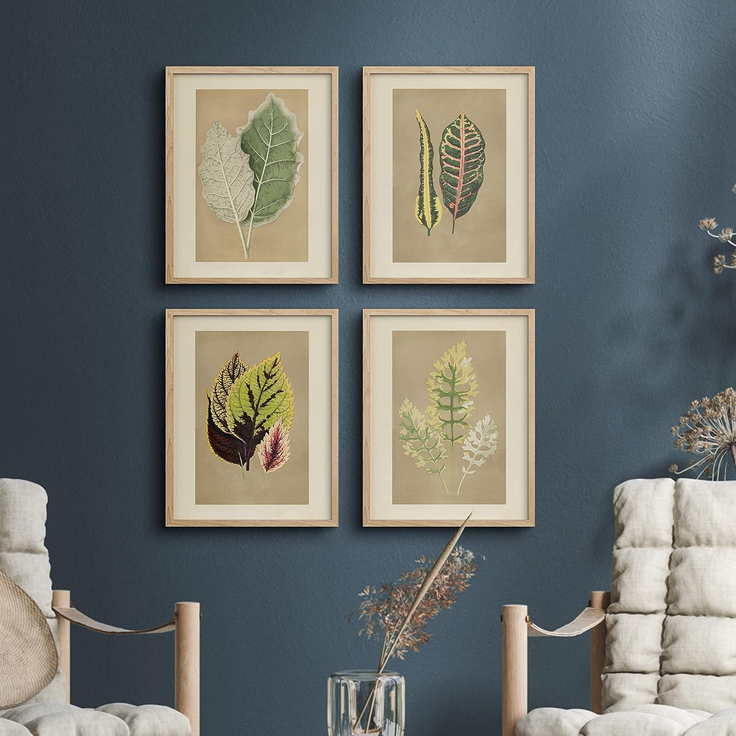 PixonSign Framed Wall Art Fall Colorful Forest Tree Leaf, Set of 4 ...