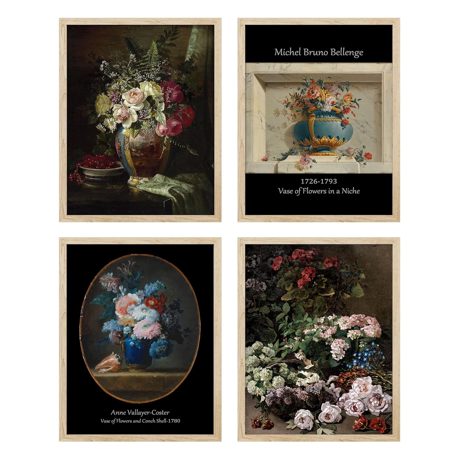PixonSign Framed Wall Art Flower Bouquet Variety Posters, Set of 4 ...
