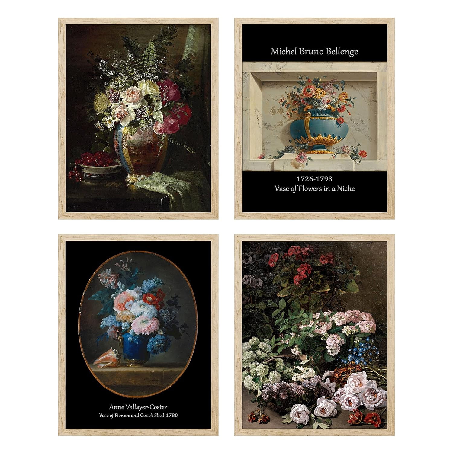 PixonSign Framed Wall Art Flower Bouquet Variety Posters, Set of 4 ...