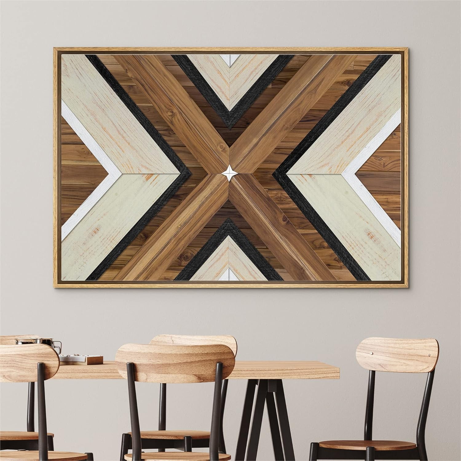 PixonSign Framed Wall Art Geometric Brown Wood Polygons Abstract Nature ...