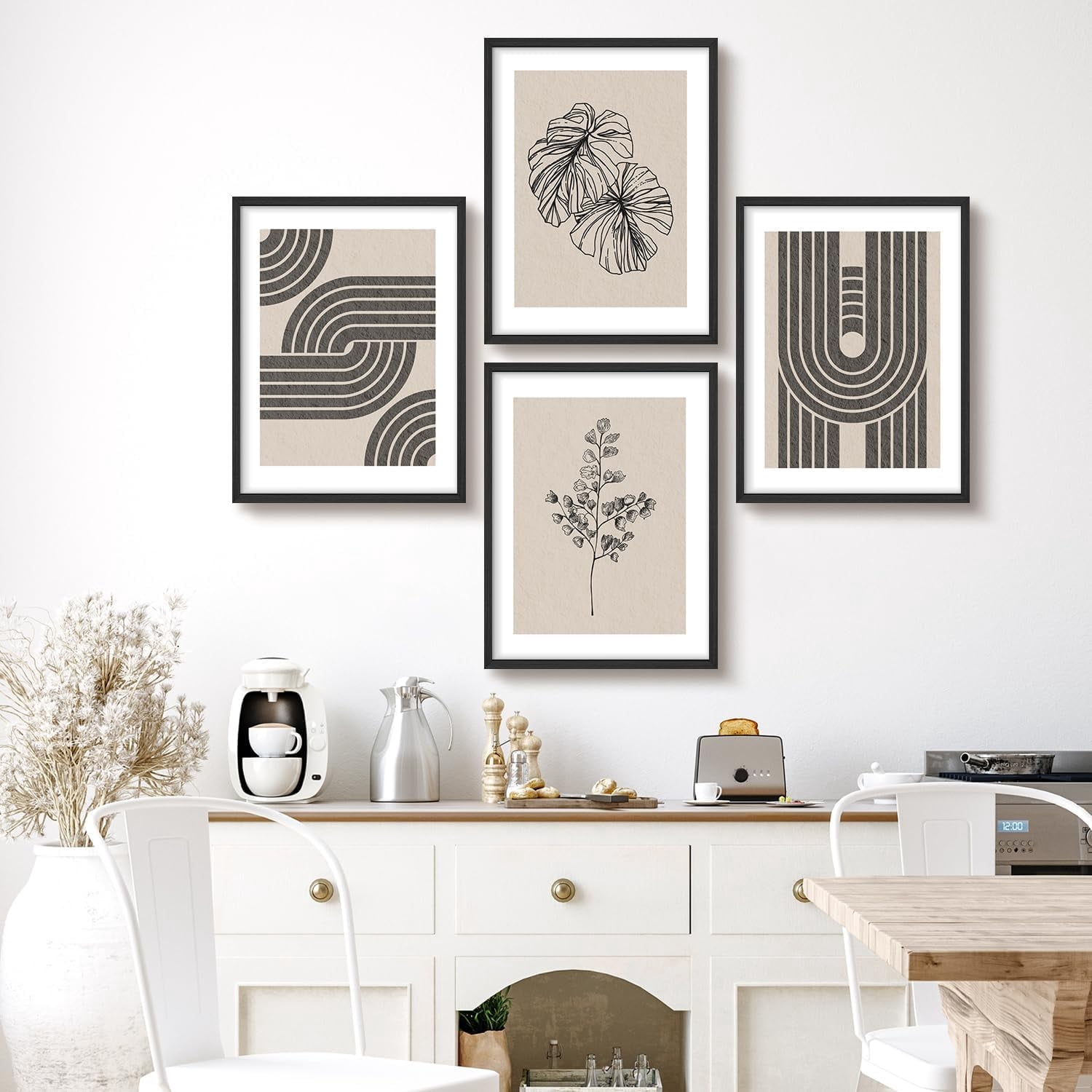 PixonSign Framed Wall Art Geometric Plant and Abstract Shape Posters ...