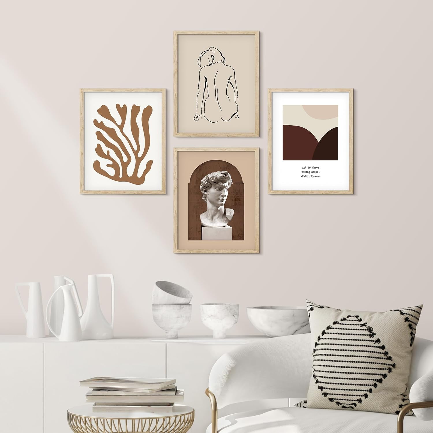 PixonSign Framed Wall Art Greek Statue Bust Portrait Posters, Set of 4 ...