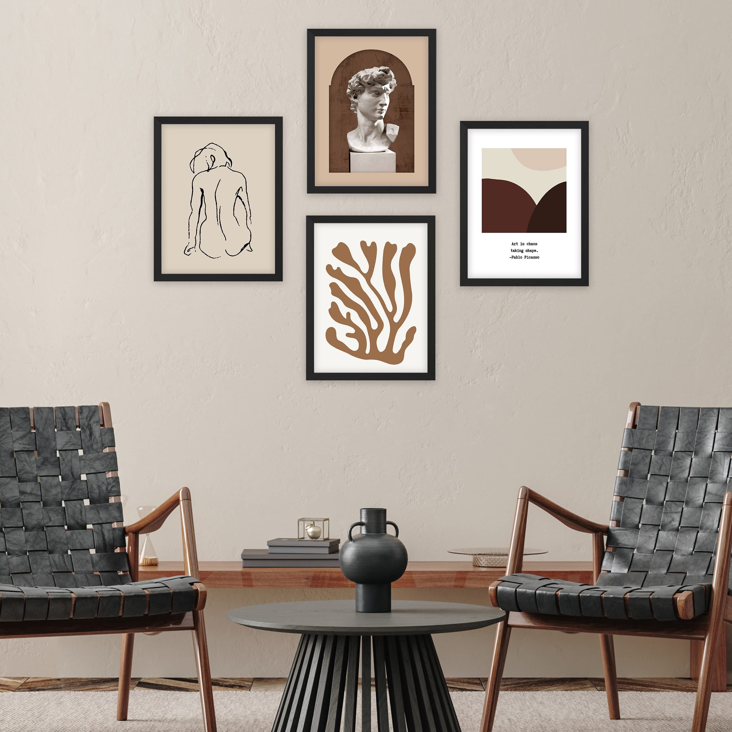 PixonSign Framed Wall Art Greek Statue Bust Portrait Posters, Set of 4 ...