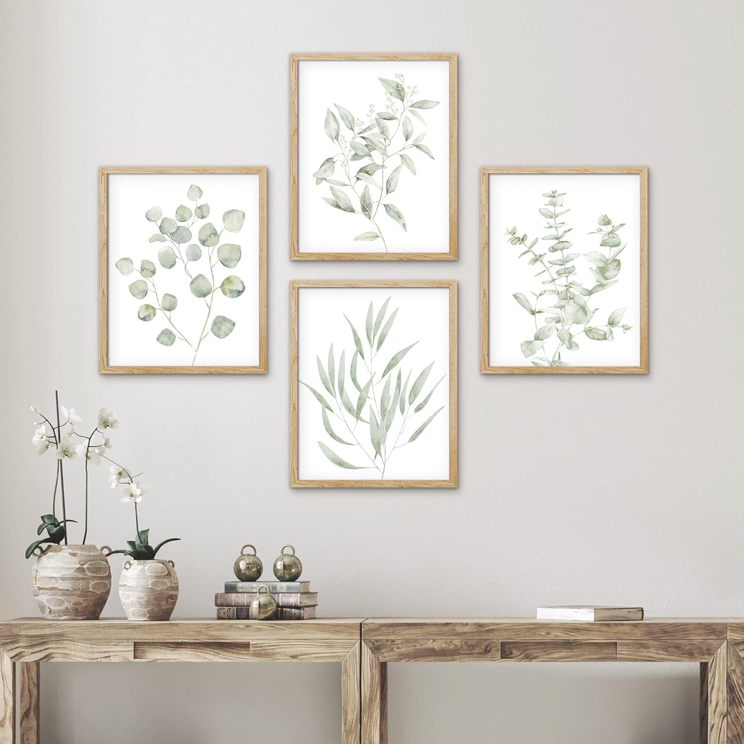 PixonSign Framed Wall Art Green Forest Vine Plant Print, Set of 4 ...