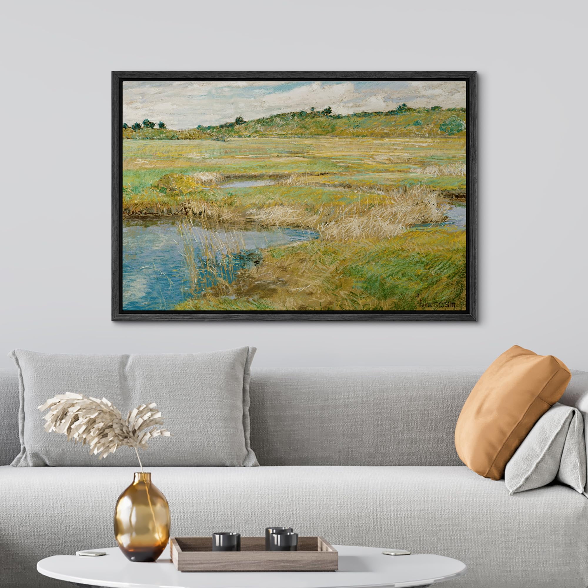 PixonSign Framed Wall Art Green Spring Pond Landscape Floral/Botanical ...