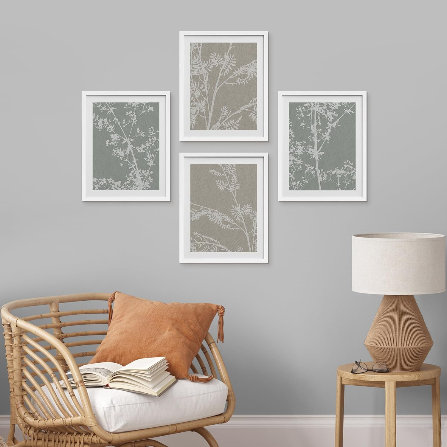 PixonSign Framed Wall Art, Grunge Forest Flower Silhouettes Posters ...