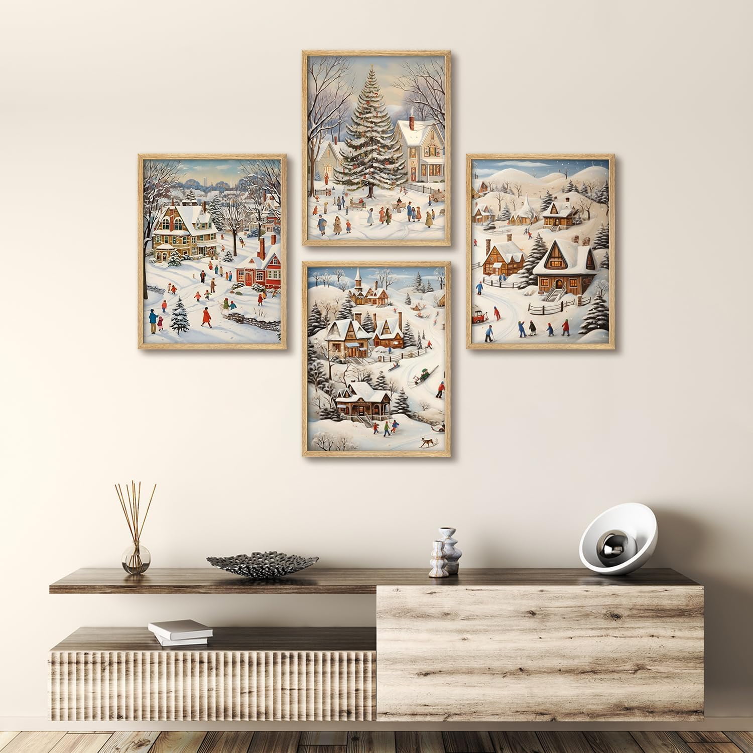PixonSign Framed Wall Art Holidays Celebrations Posters, Set of 4 ...
