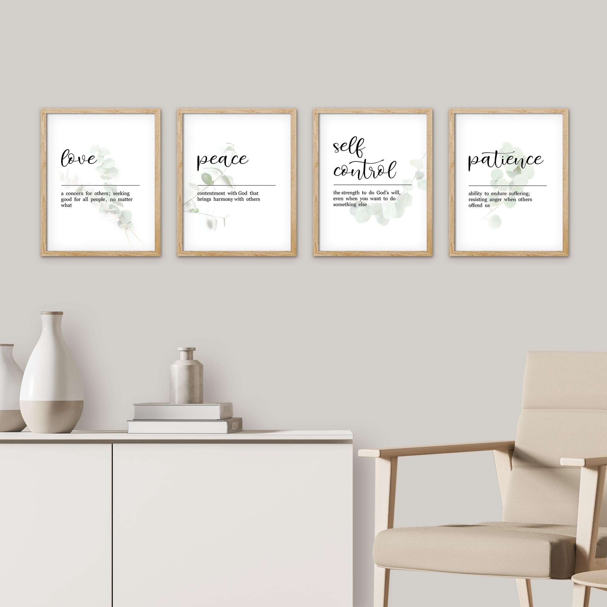 PixonSign Framed Wall Art Inspirational Virtue Quotes - Love, Peace ...