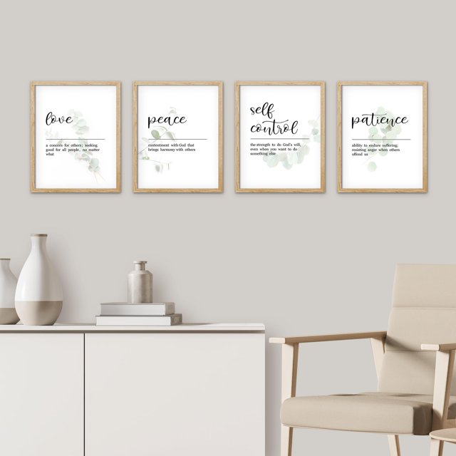 PixonSign Framed Wall Art Inspirational Virtue Quotes - Love, Peace ...