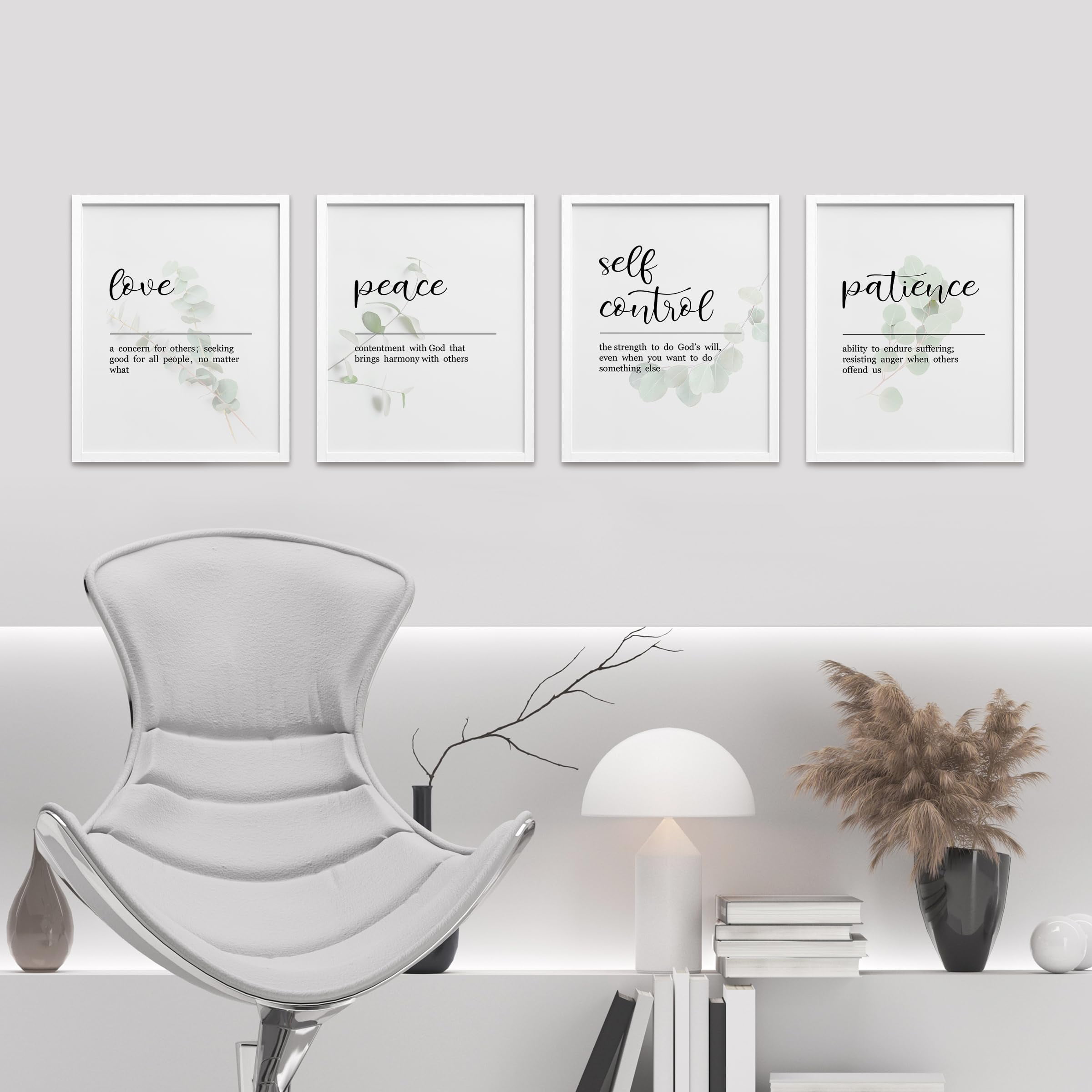 PixonSign Framed Wall Art Inspirational Virtue Quotes - Love, Peace ...