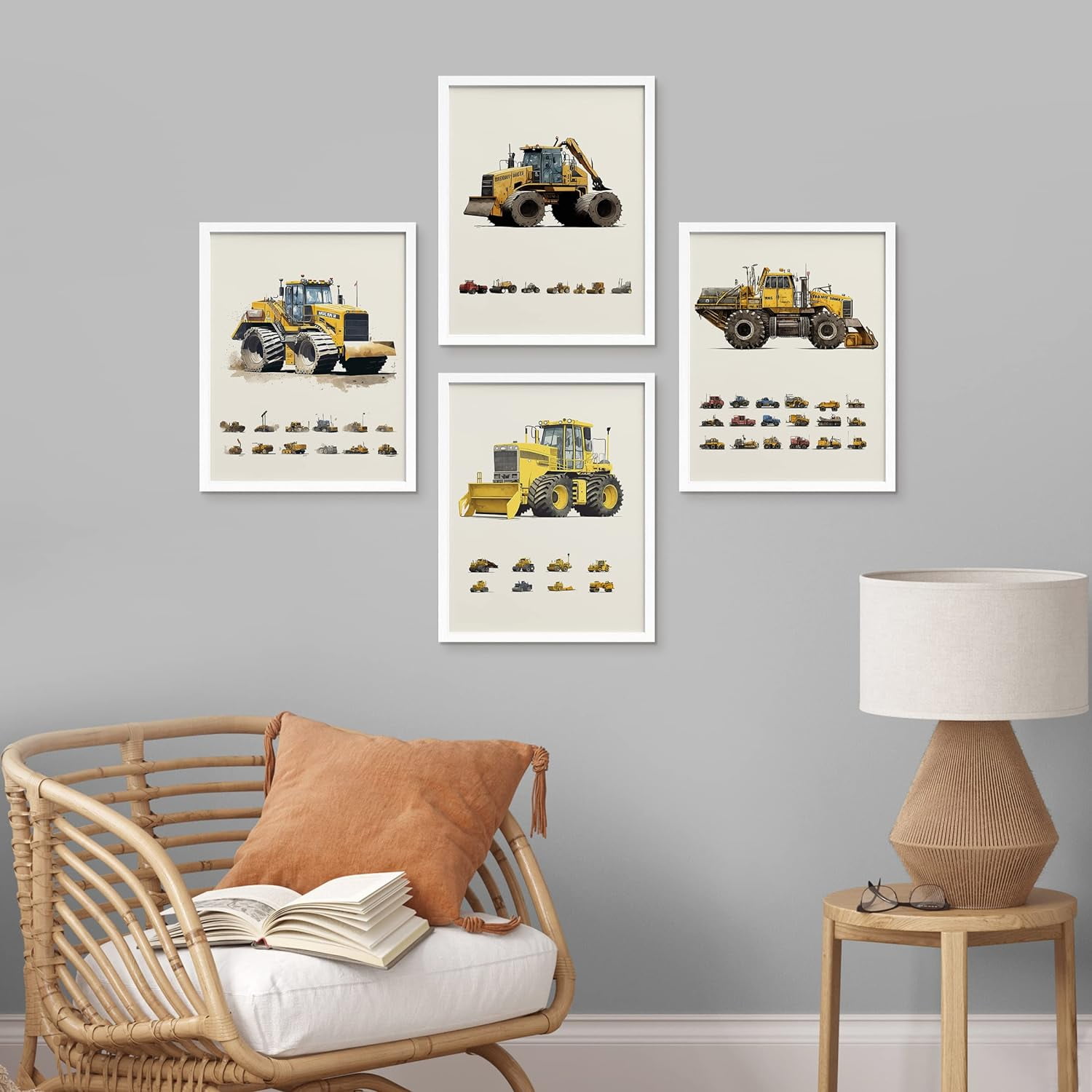 PixonSign Framed Wall Art, Kids Tractor Trailer Truck Collage Posters ...