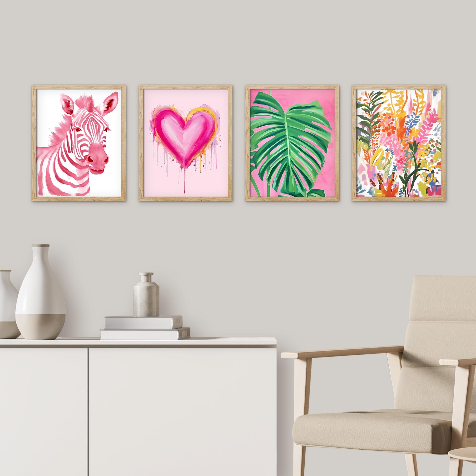 PixonSign Framed Wall Art Love and Wildlife Striped Zebra and Heart ...