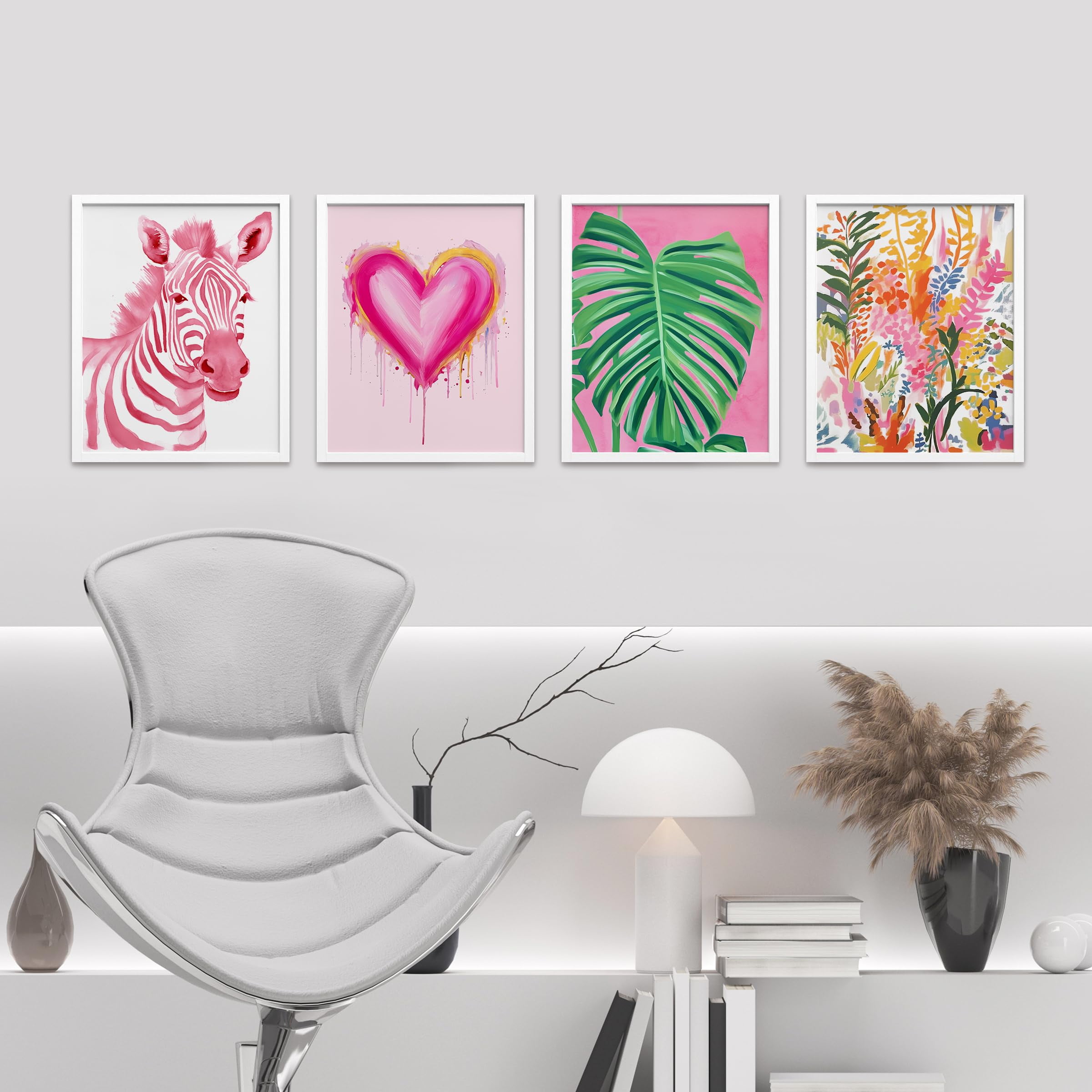 PixonSign Framed Wall Art Love and Wildlife Striped Zebra and Heart ...