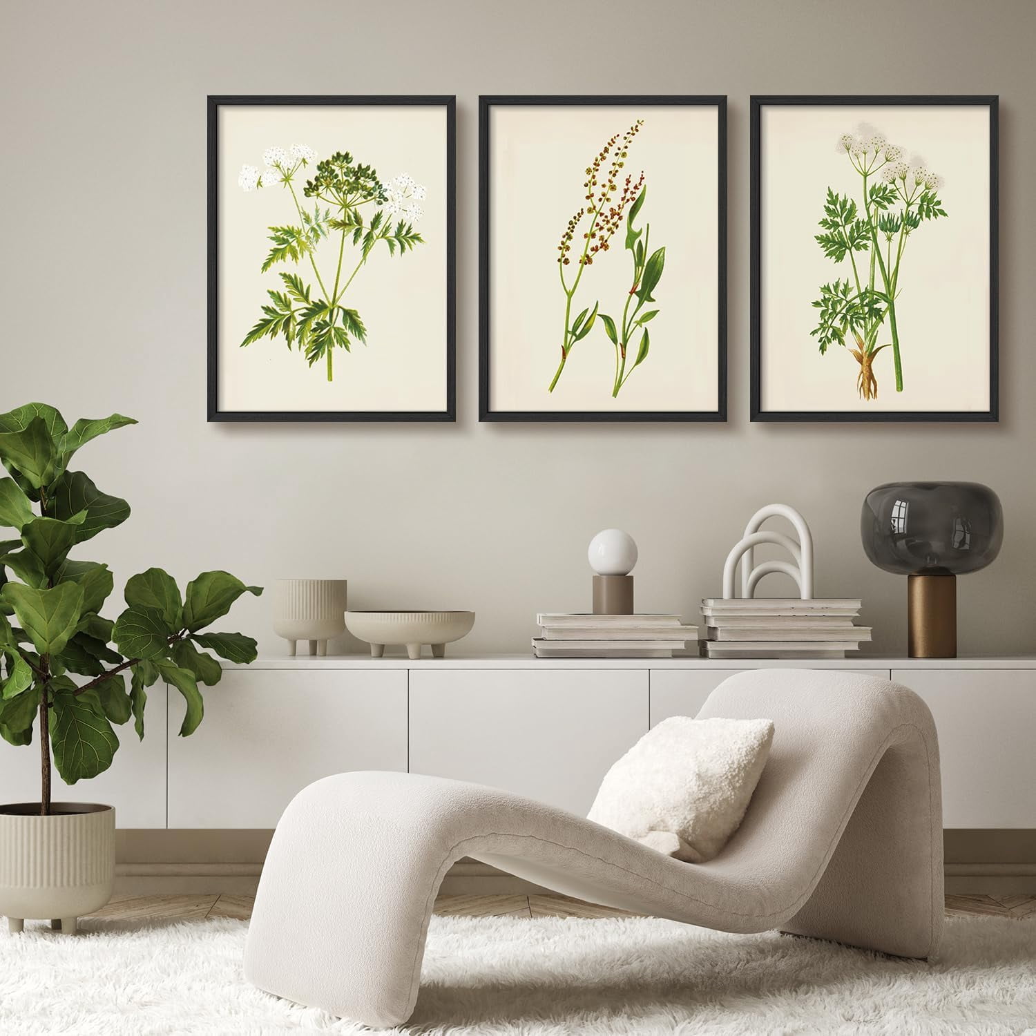 PixonSign Framed Wall Art MVintage Style Botanical Herb Posters, Set of ...