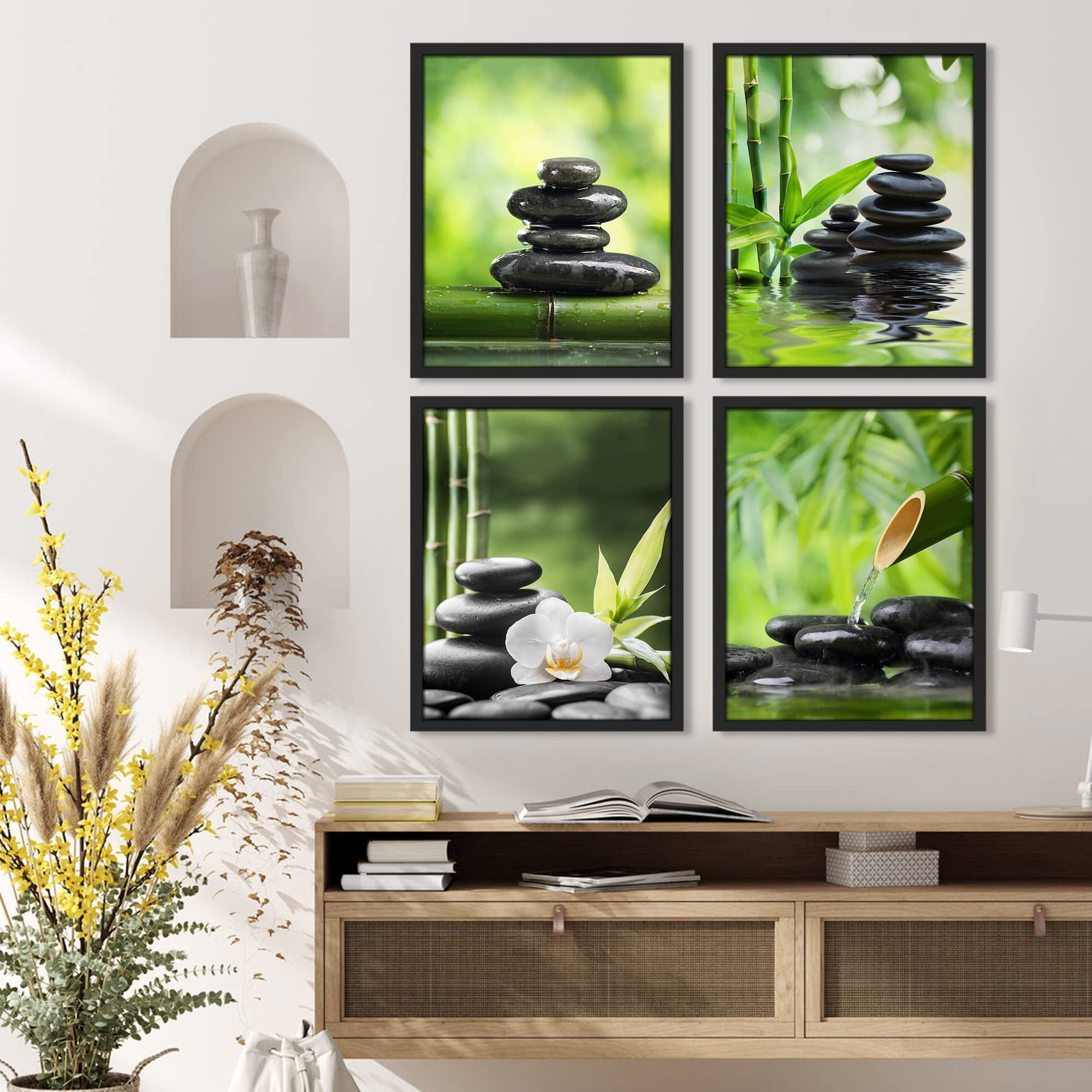 PixonSign Framed Wall Art Mediation Massage Stone Bamboo Forest Spa ...
