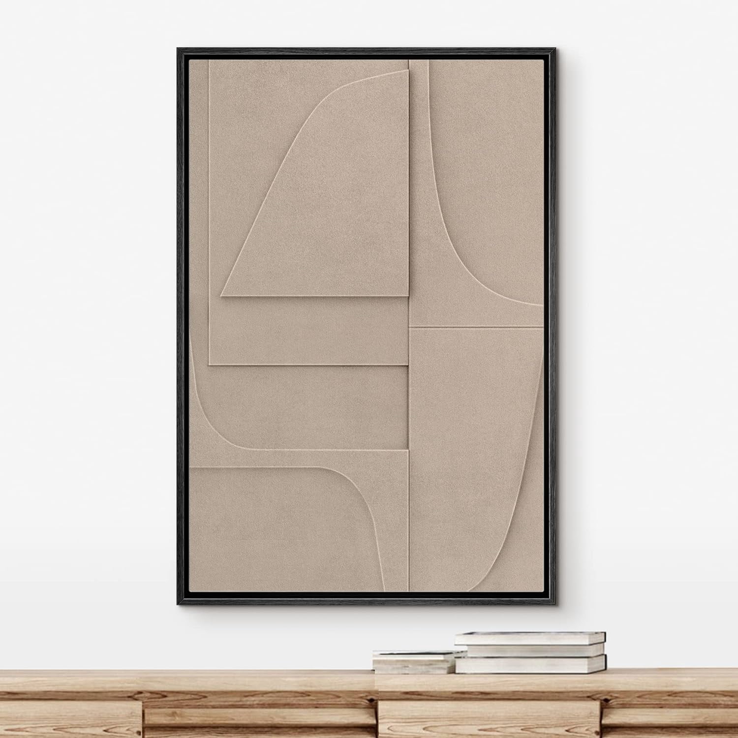 PixonSign Framed Wall Art Mid-Century Brown Geometry Polygon Collage ...