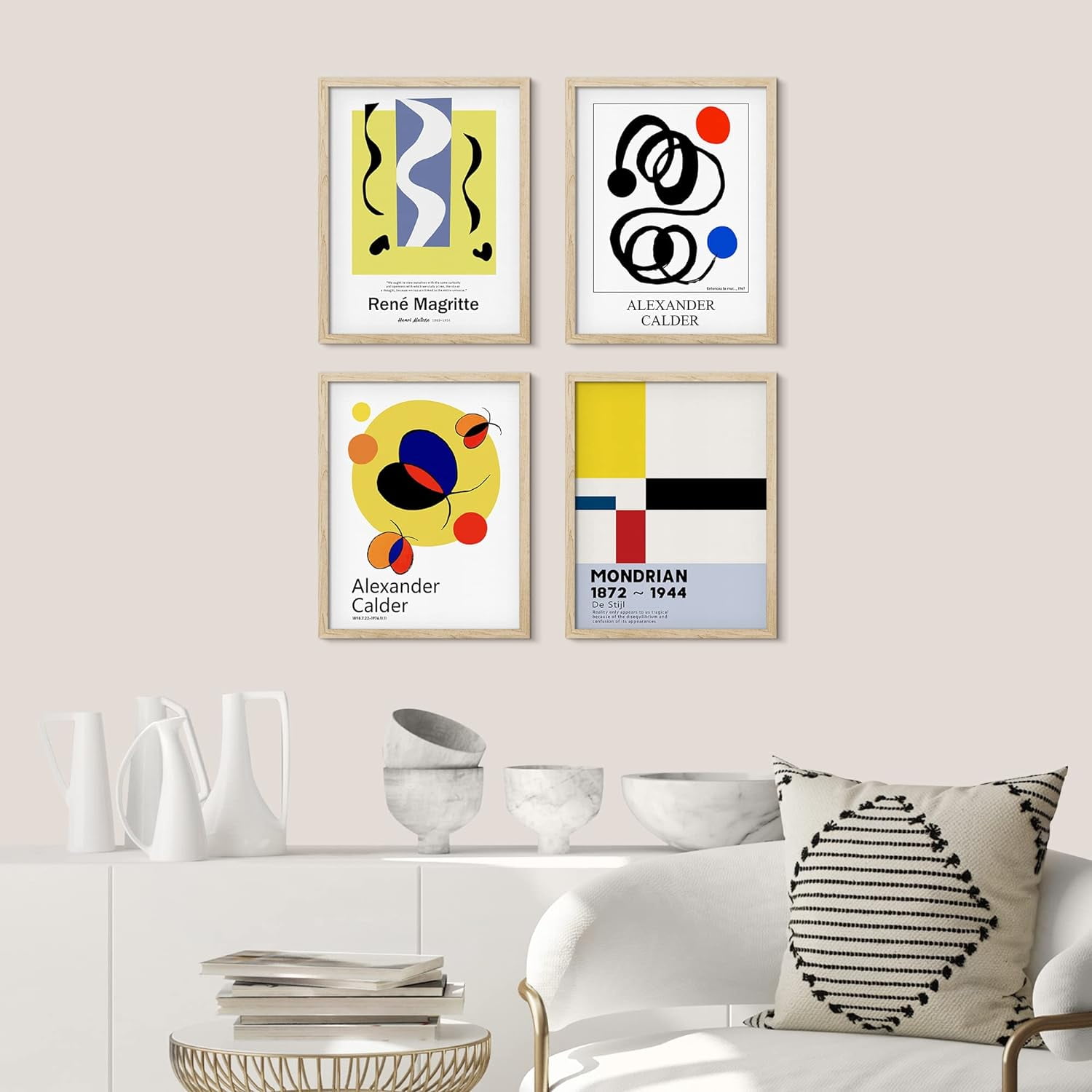 PixonSign Framed Wall Art Mid-Century Modern Exhibition Posters, Set of ...