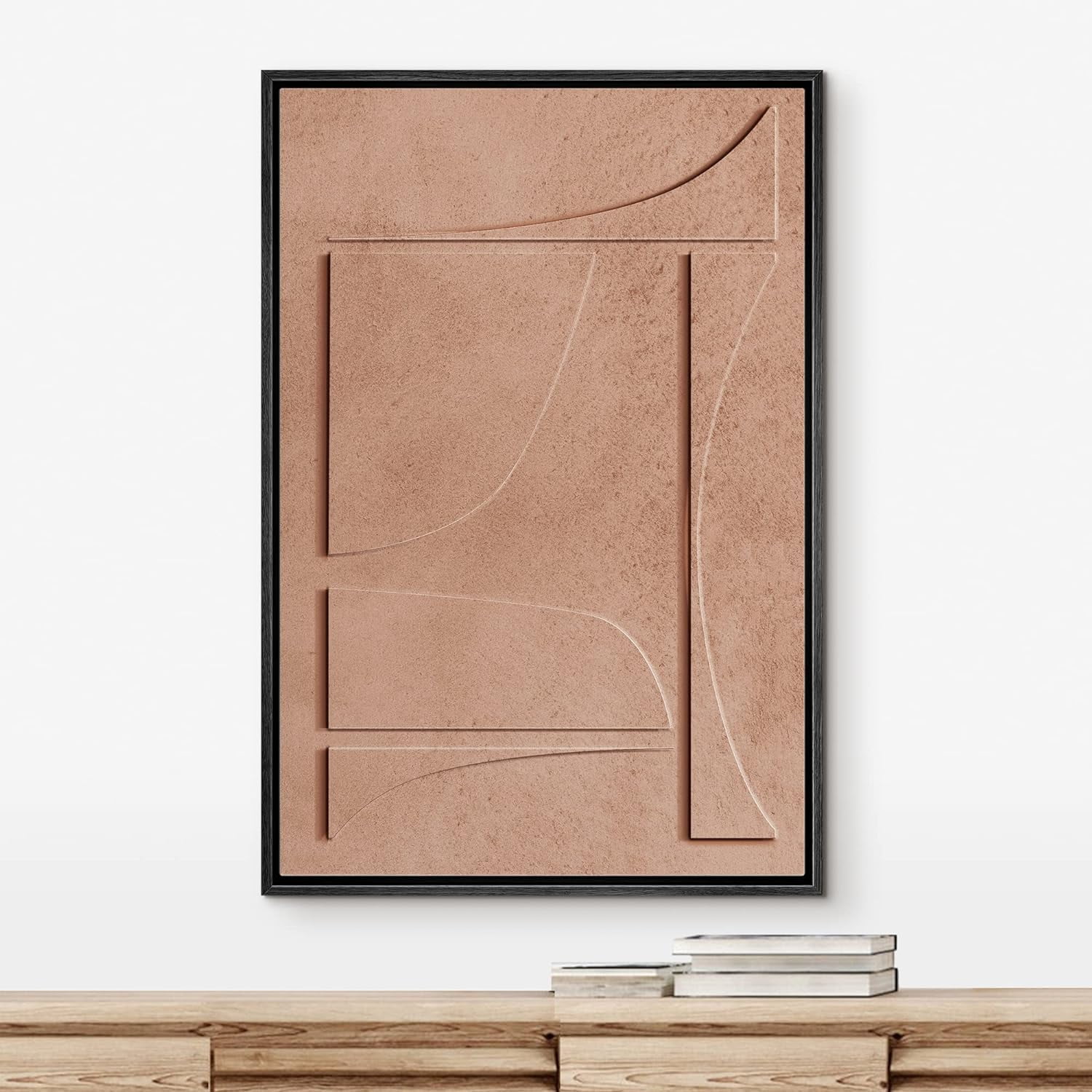 PixonSign Framed Wall Art Mid-Century Tan Geometry Polygon Collage ...
