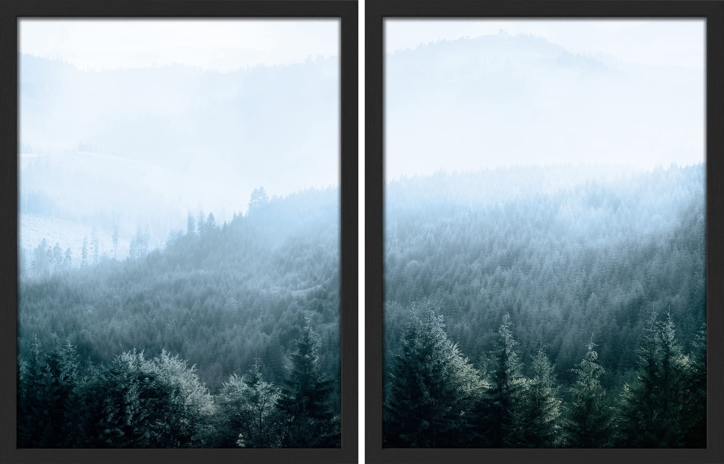 PixonSign Framed Wall Art Mountain Forest Trees Posters, Set of 2 ...