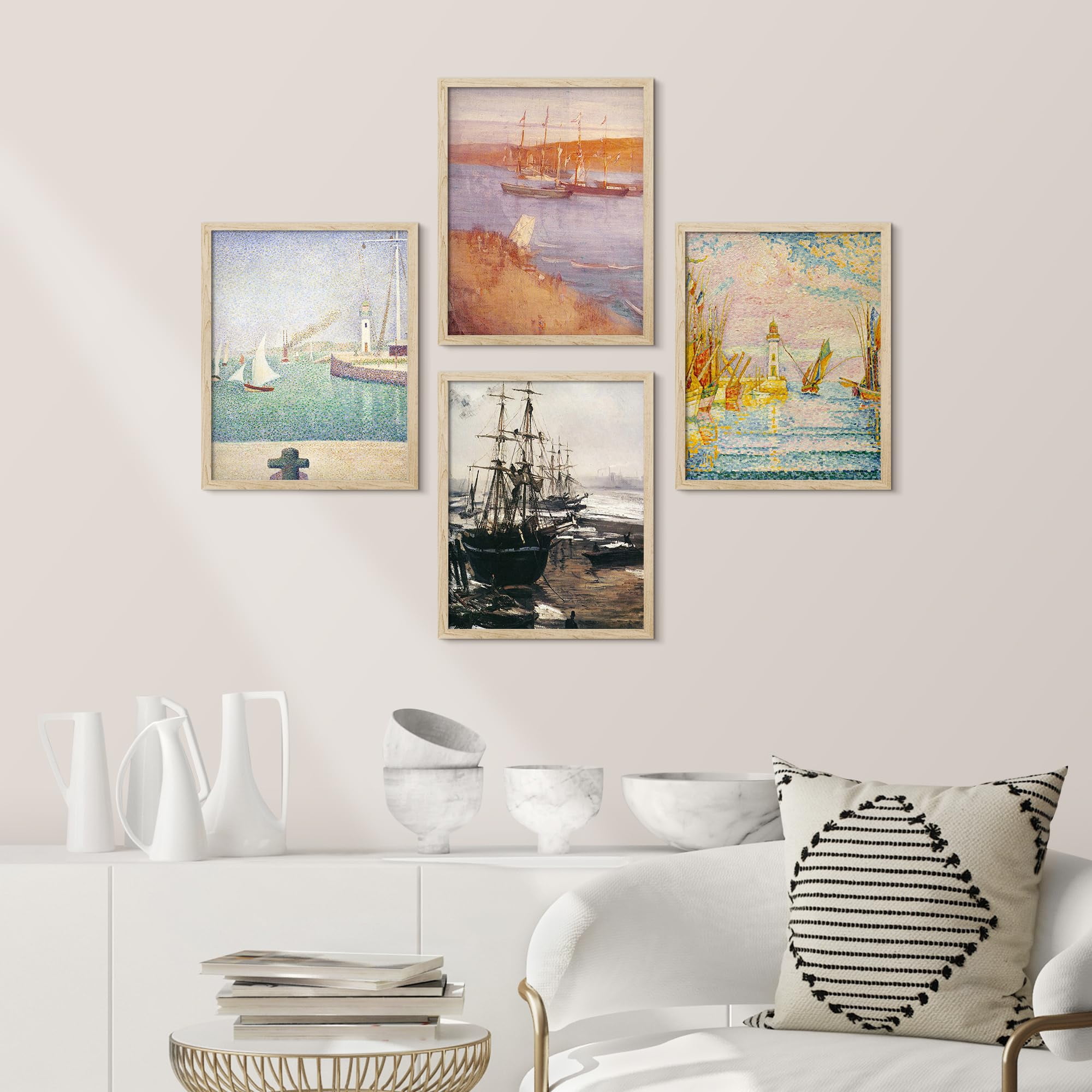 PixonSign Framed Wall Art Nautical Sailboat Ship Ocean Seascapes ...