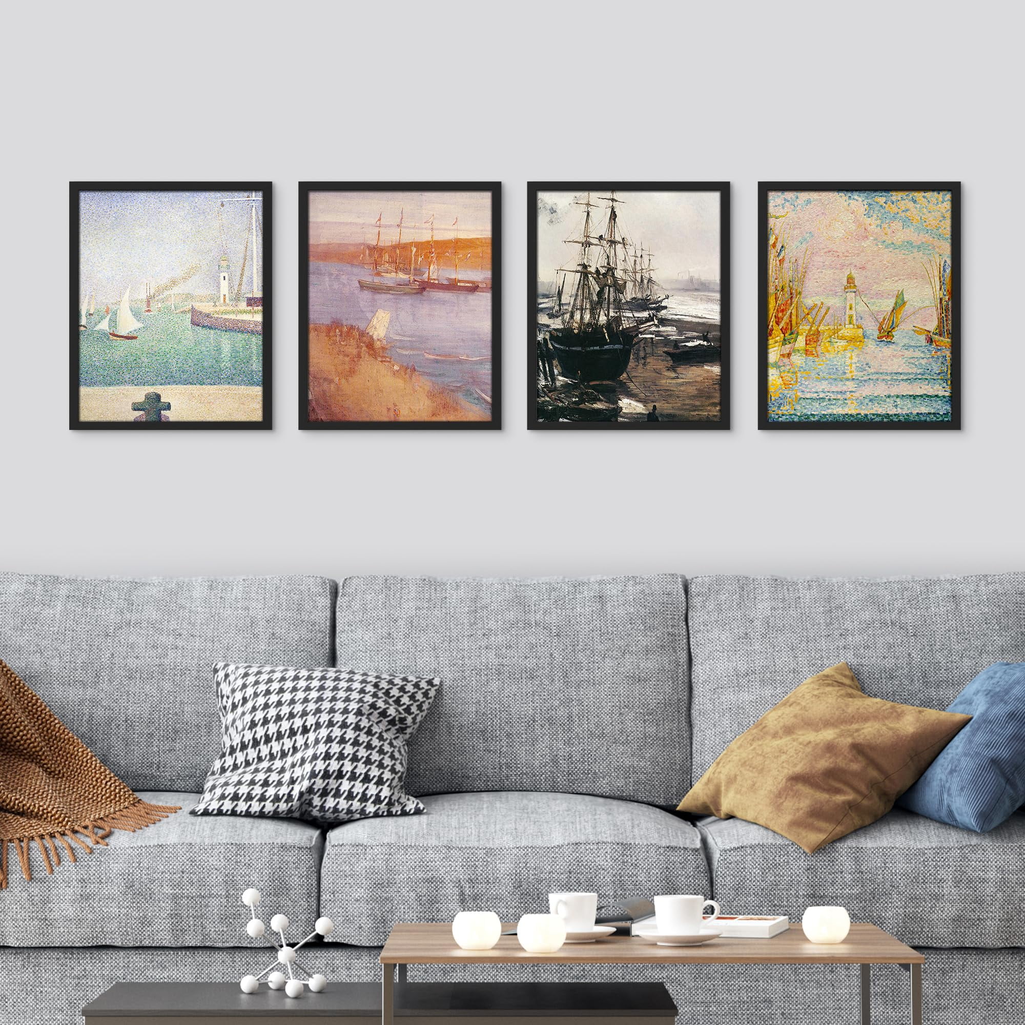 PixonSign Framed Wall Art Nautical Sailboat Ship Ocean Seascapes ...