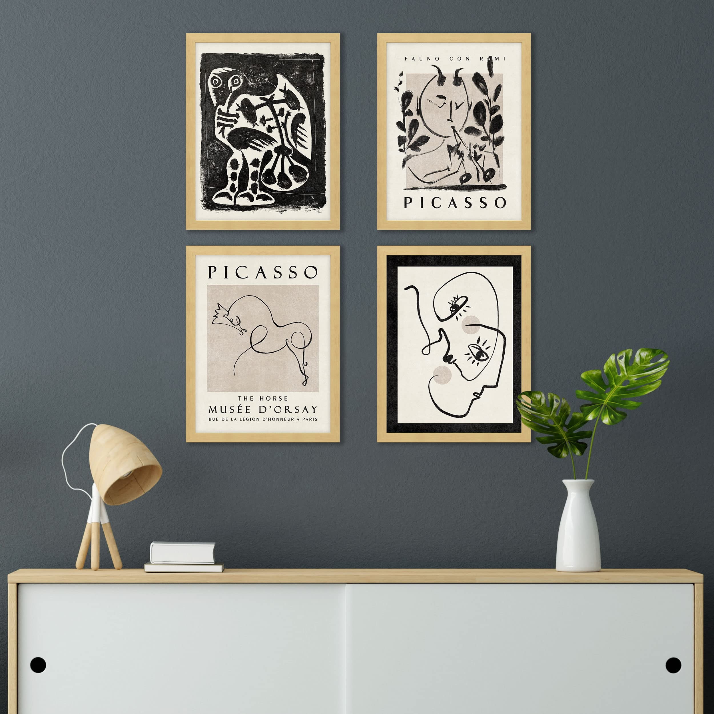 PixonSign Framed Wall Art Pablo Picasso Portrait and Plant ...