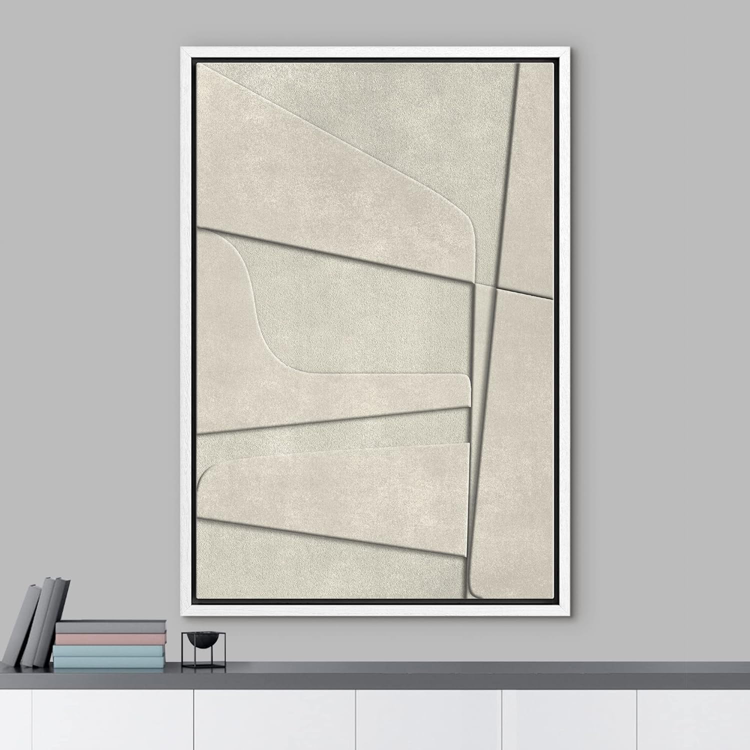PixonSign Framed Wall Art Pastel Off-White Geometry Polygon Collage ...