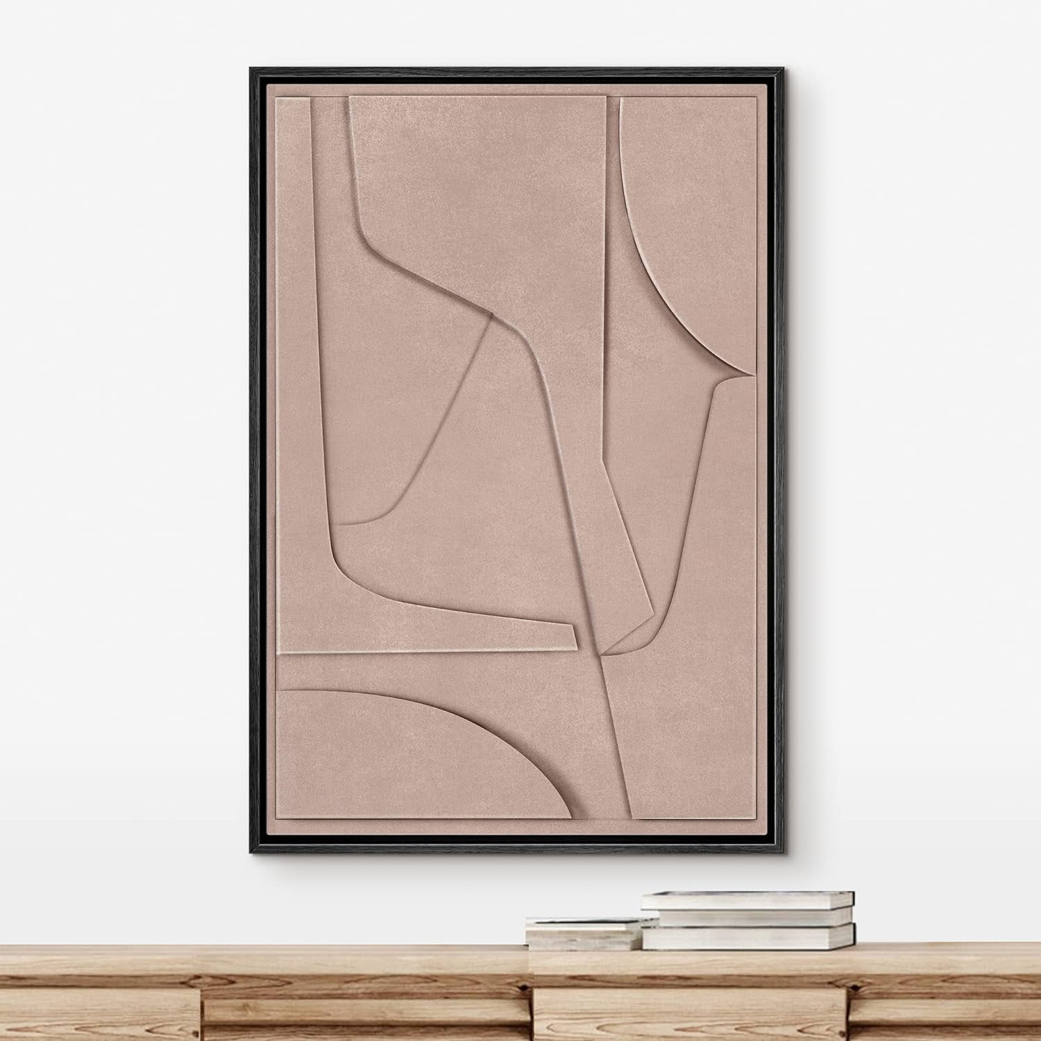 PixonSign Framed Wall Art Pastel Tan Geometry Polygon Collage Mosaic ...