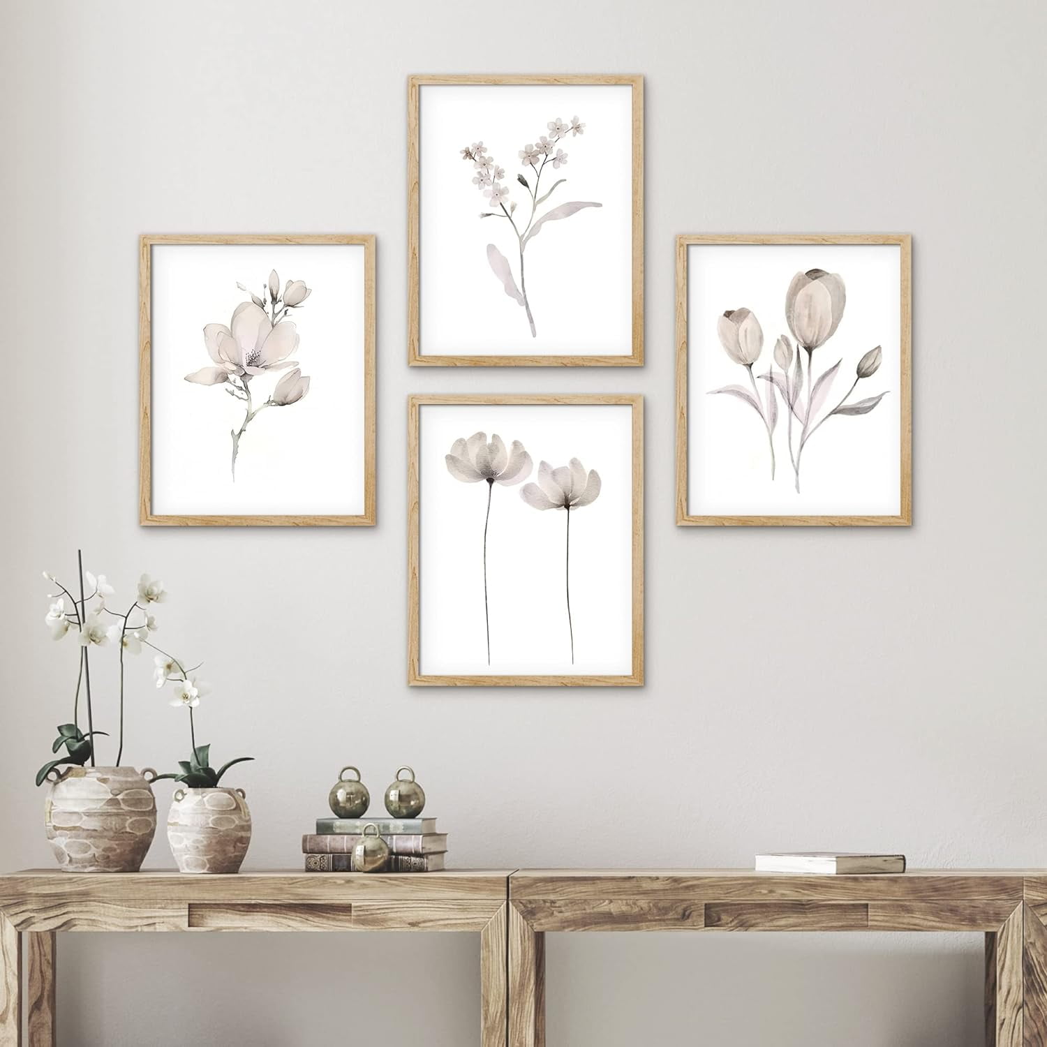 PixonSign Framed Wall Art Pastel Winter Tulip Daisy Flower Poster, Set ...