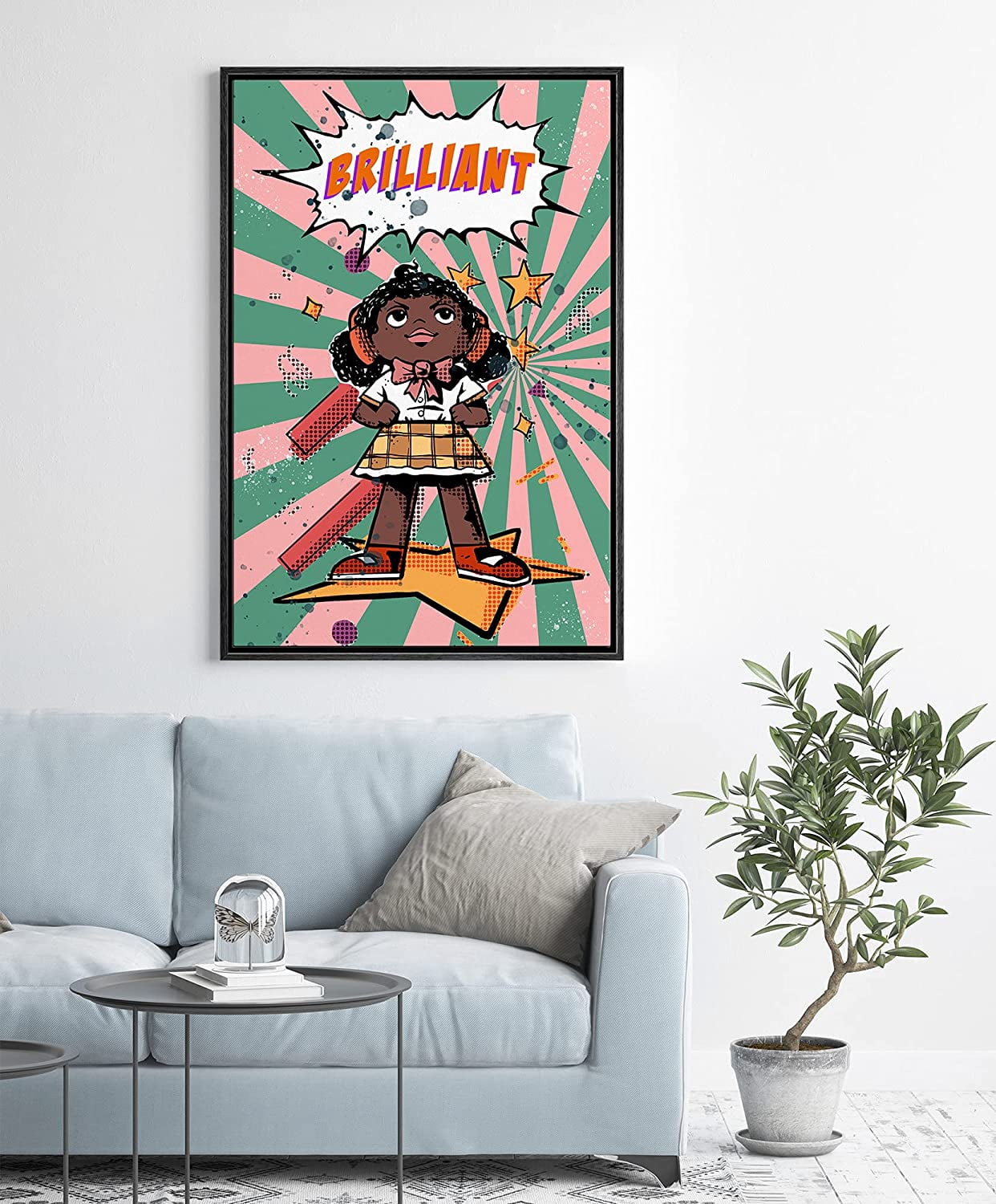 PixonSign Framed Wall Art Print Set Brilliant Comic Book Manga Girl ...