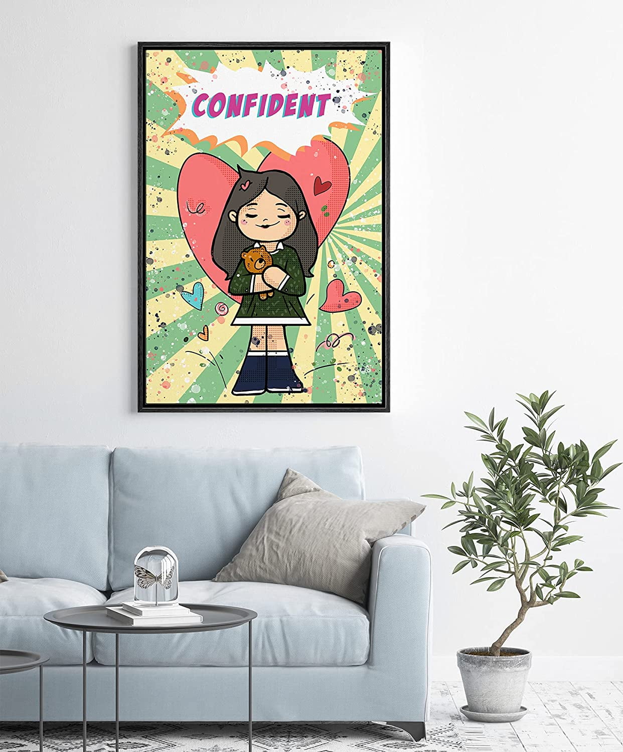 PixonSign Framed Wall Art Print Set Confident Comic Book Manga Girl ...