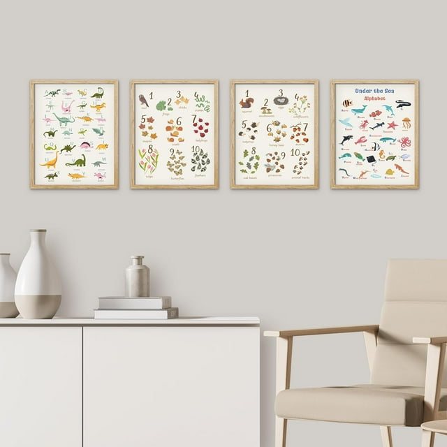 PixonSign Framed Wall Art, Safari Woodland Animals Alphabet Posters ...