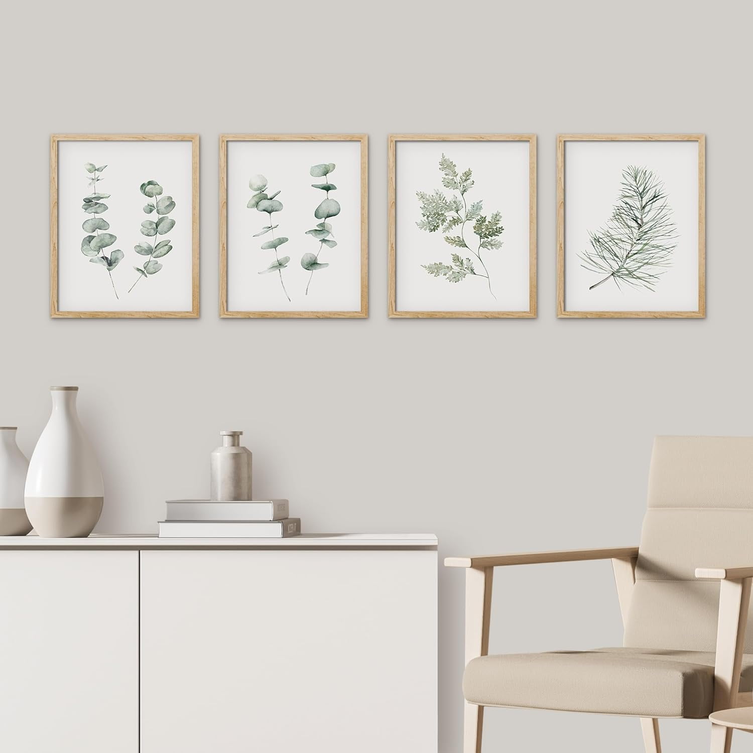 PixonSign Framed Wall Art, Sage Green Wildflower Forest Plant Posters ...