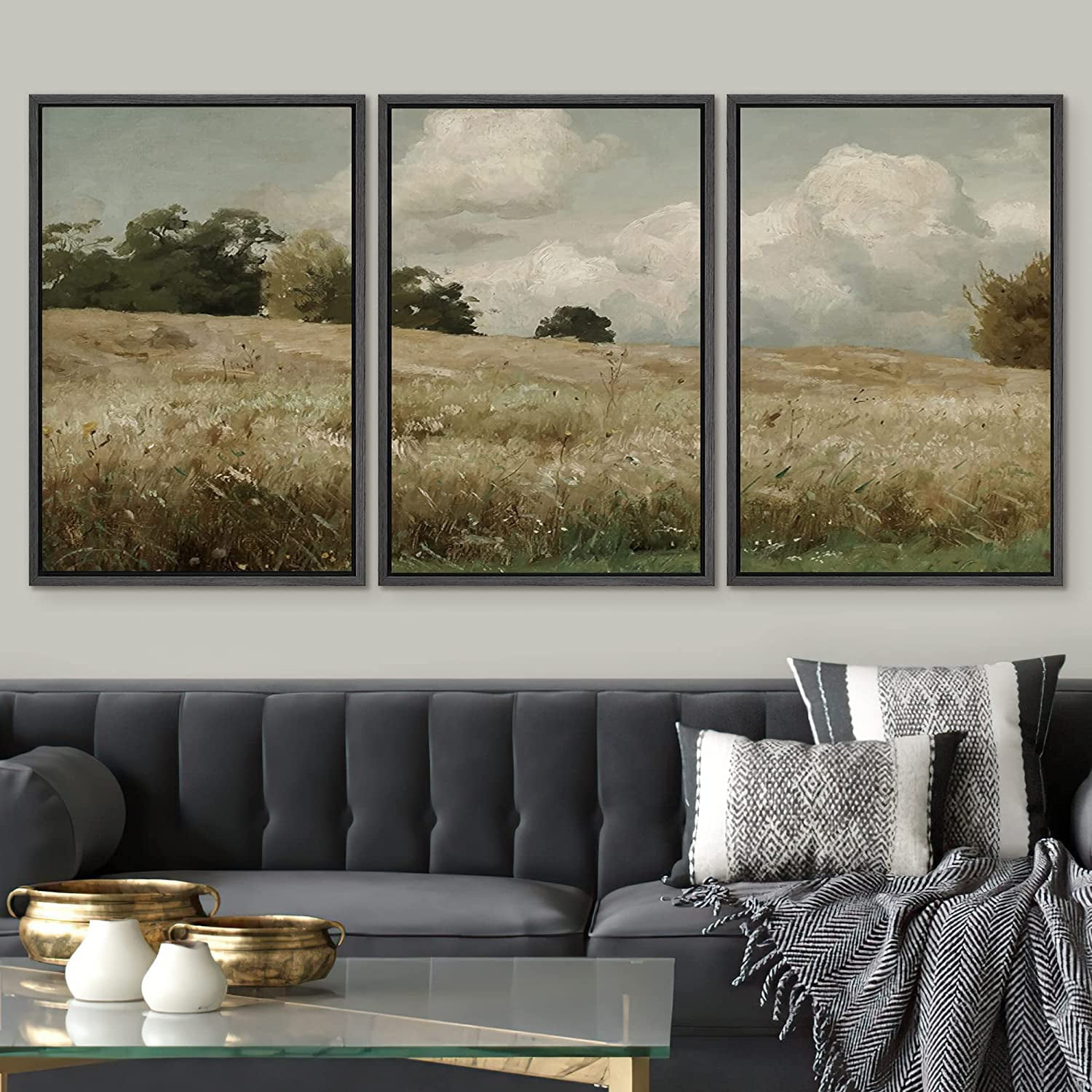 PixonSign Framed Wall Art Set Country Field Landscape Pasture Nature ...