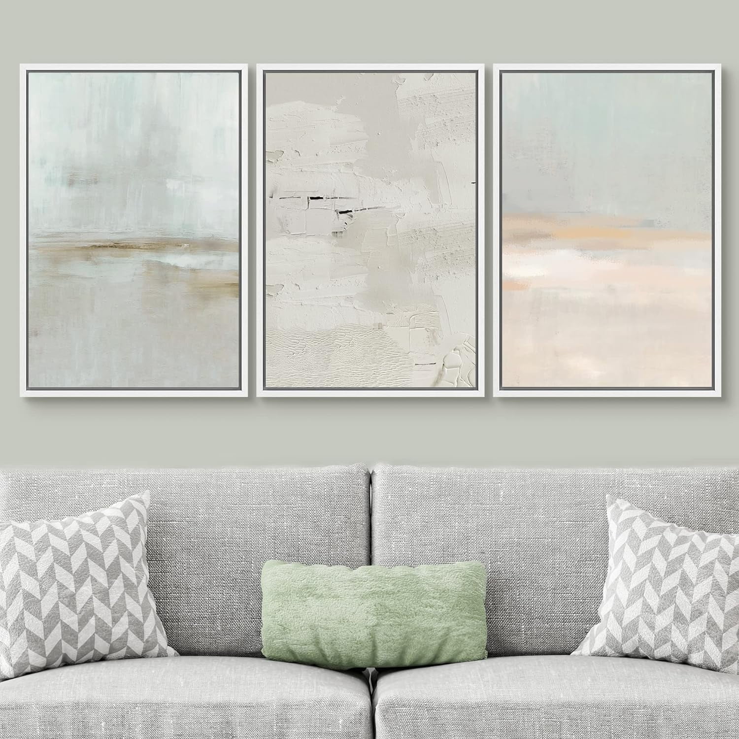 PixonSign Framed Wall Art Set Side of Pastel Grunge Watercolor ...