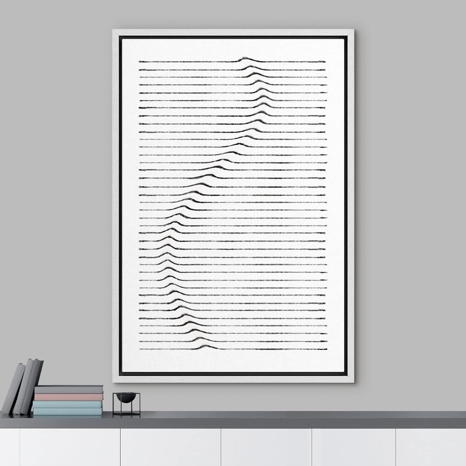 PixonSign Framed Wall Art Snake Wave Line Black & White Landscape ...