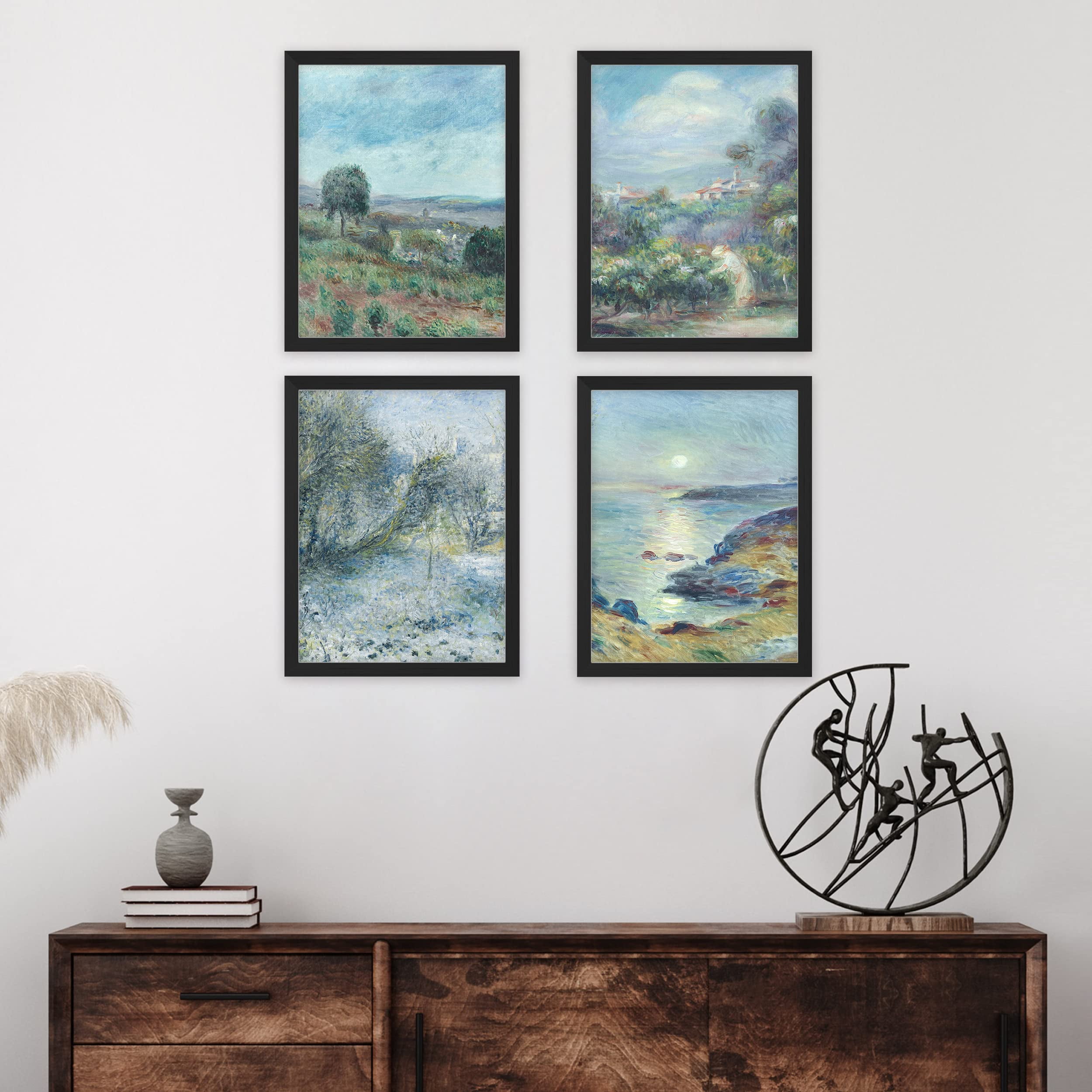PixonSign Framed Wall Art Spring Countryside Coppice, Set of 4 Classic ...