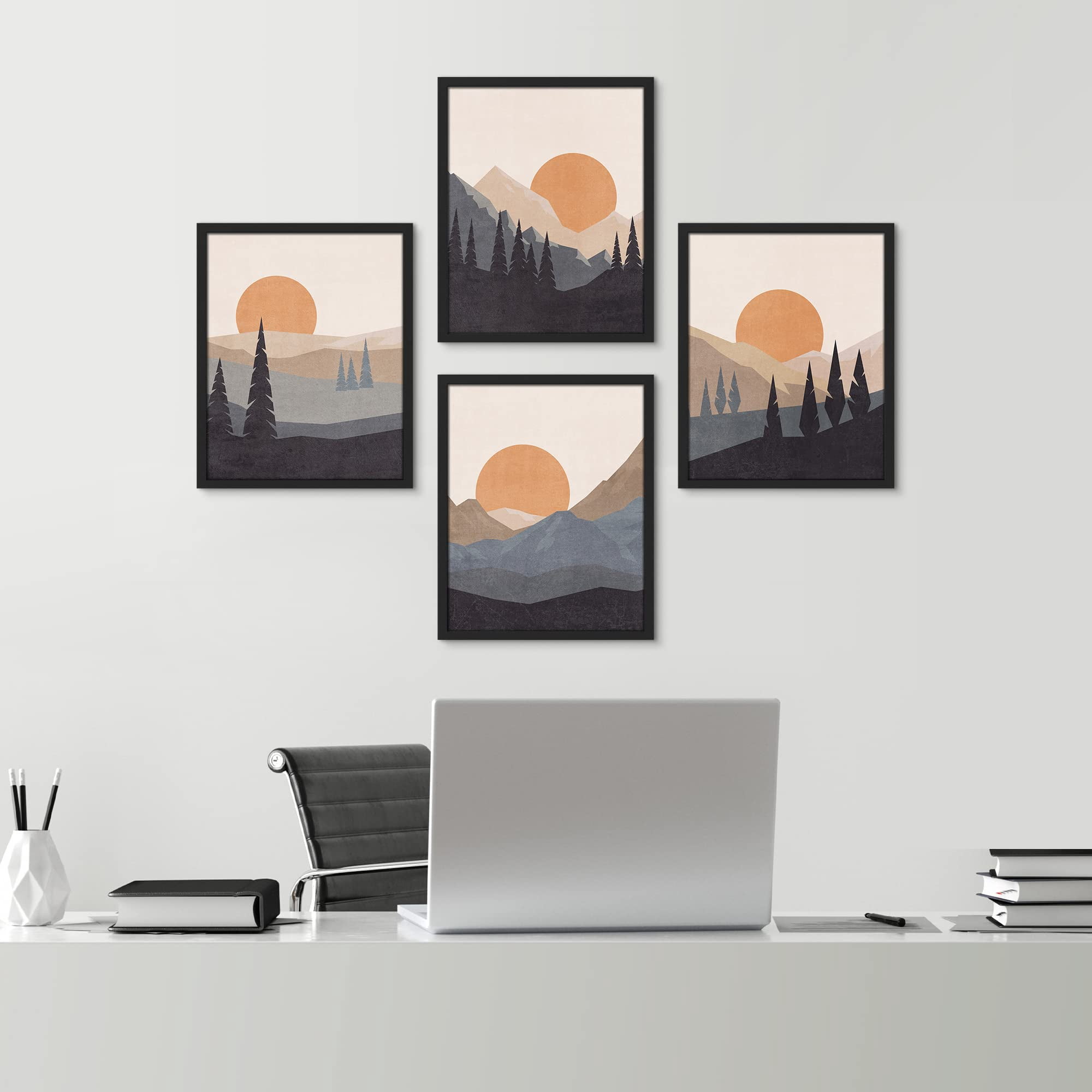 PixonSign Framed Wall Art Sunlight Sunset Sunrise Mountain Prints, Set ...