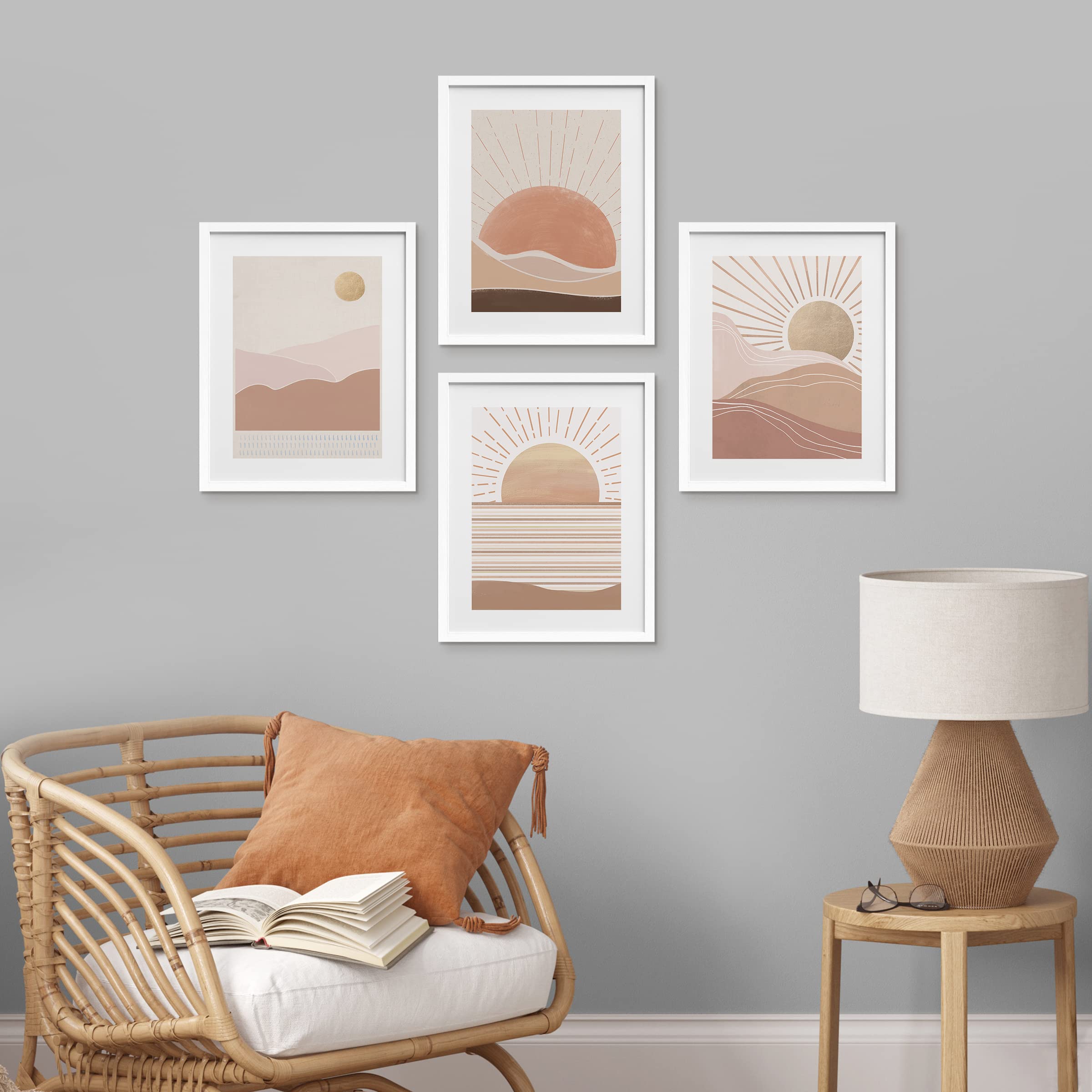 PixonSign Framed Wall Art Sunrise Rising Sun Sunset Landscape Prints ...