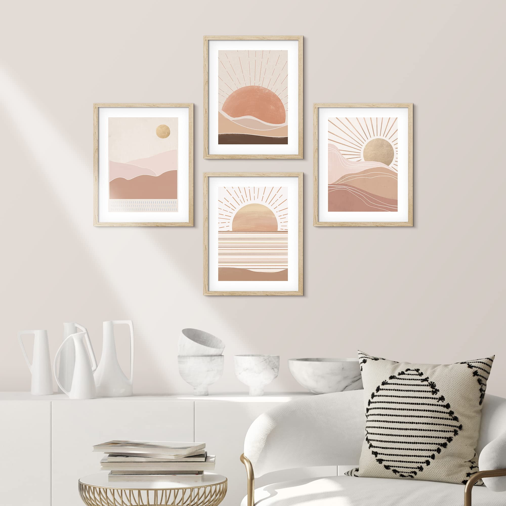 PixonSign Framed Wall Art Sunrise Rising Sun Sunset Landscape Prints ...