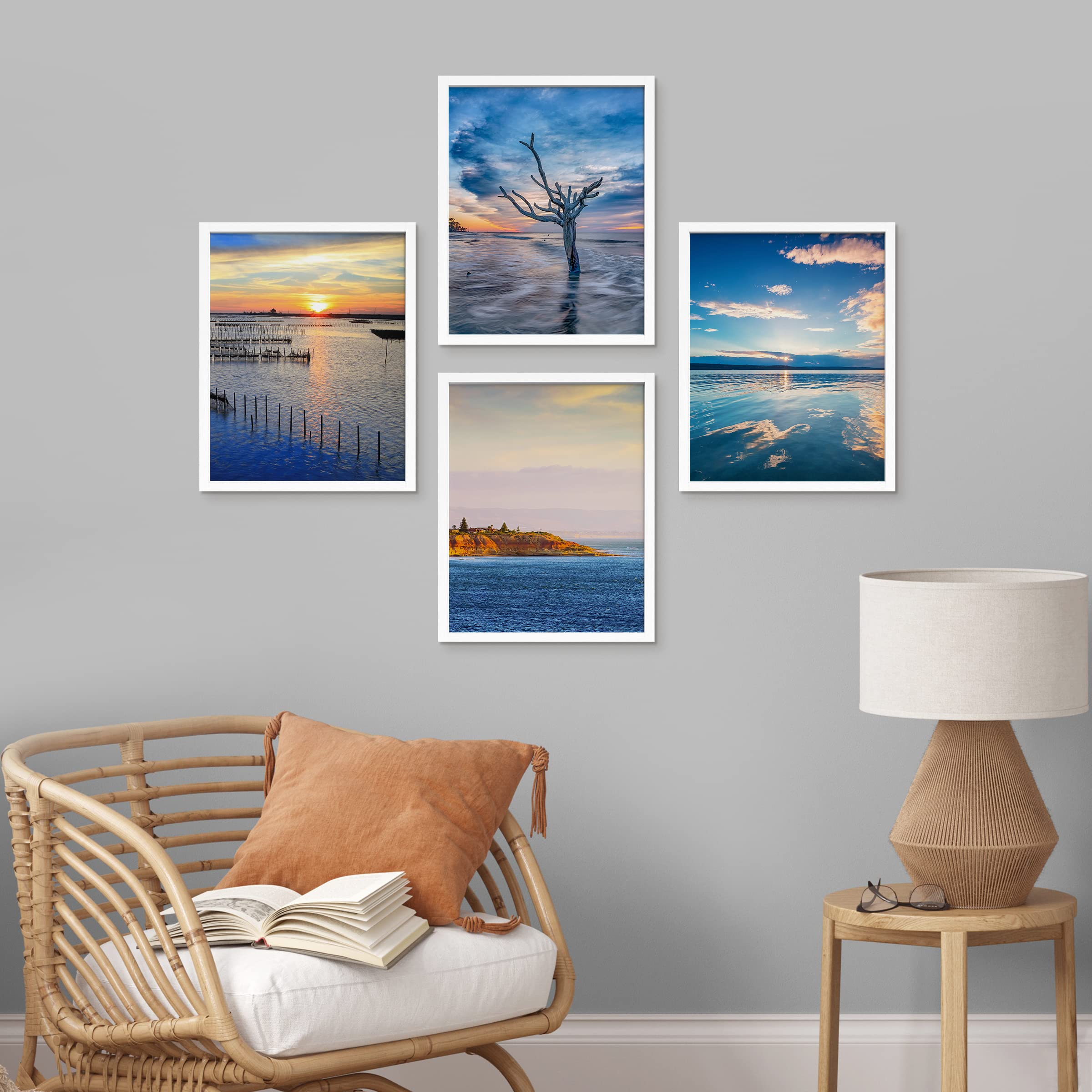 PixonSign Framed Wall Art Vibrant Ocean Cloud Reflection Islands Prints ...
