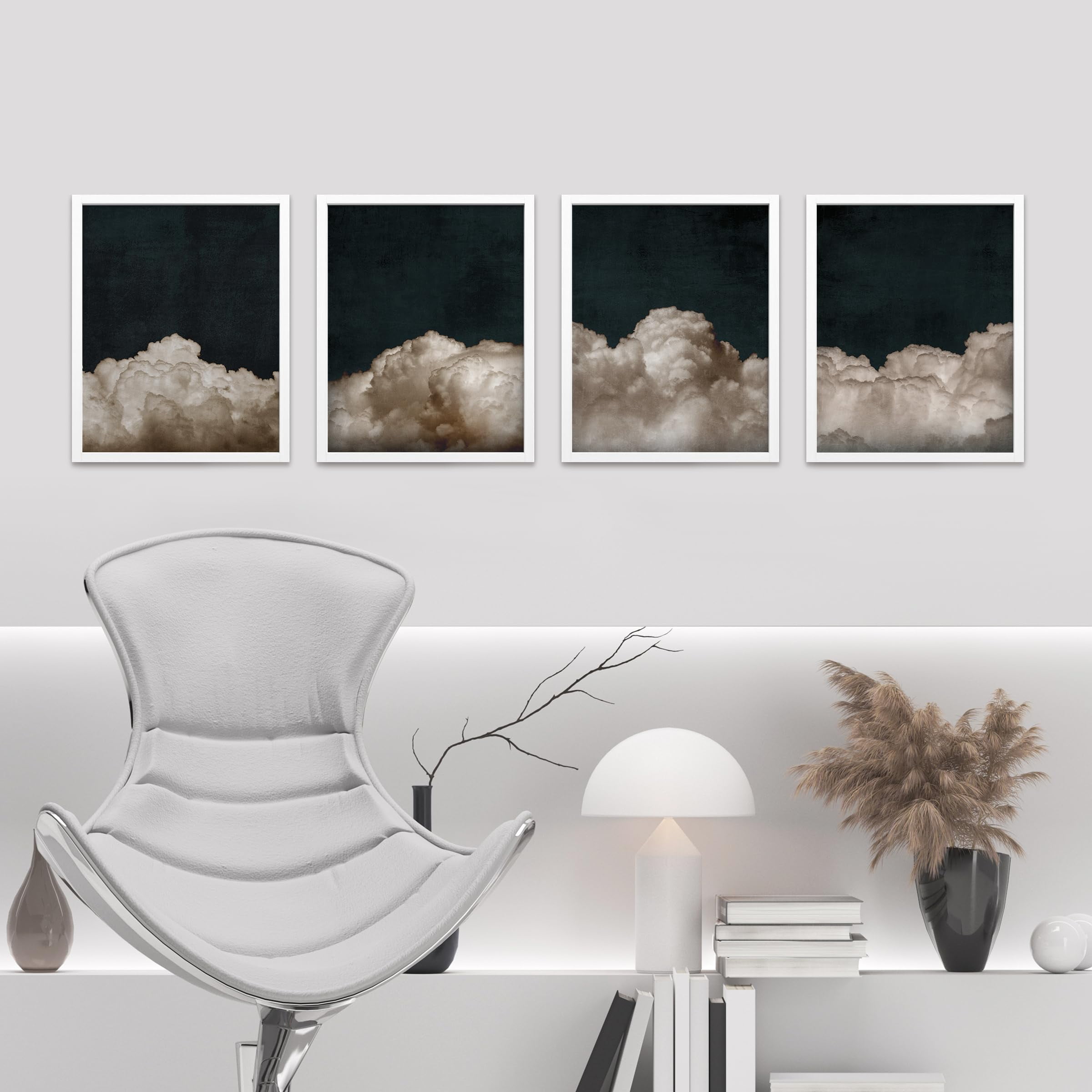 PixonSign Framed Wall Art Vintage Cloudy Sky Nature Landscape Prints ...