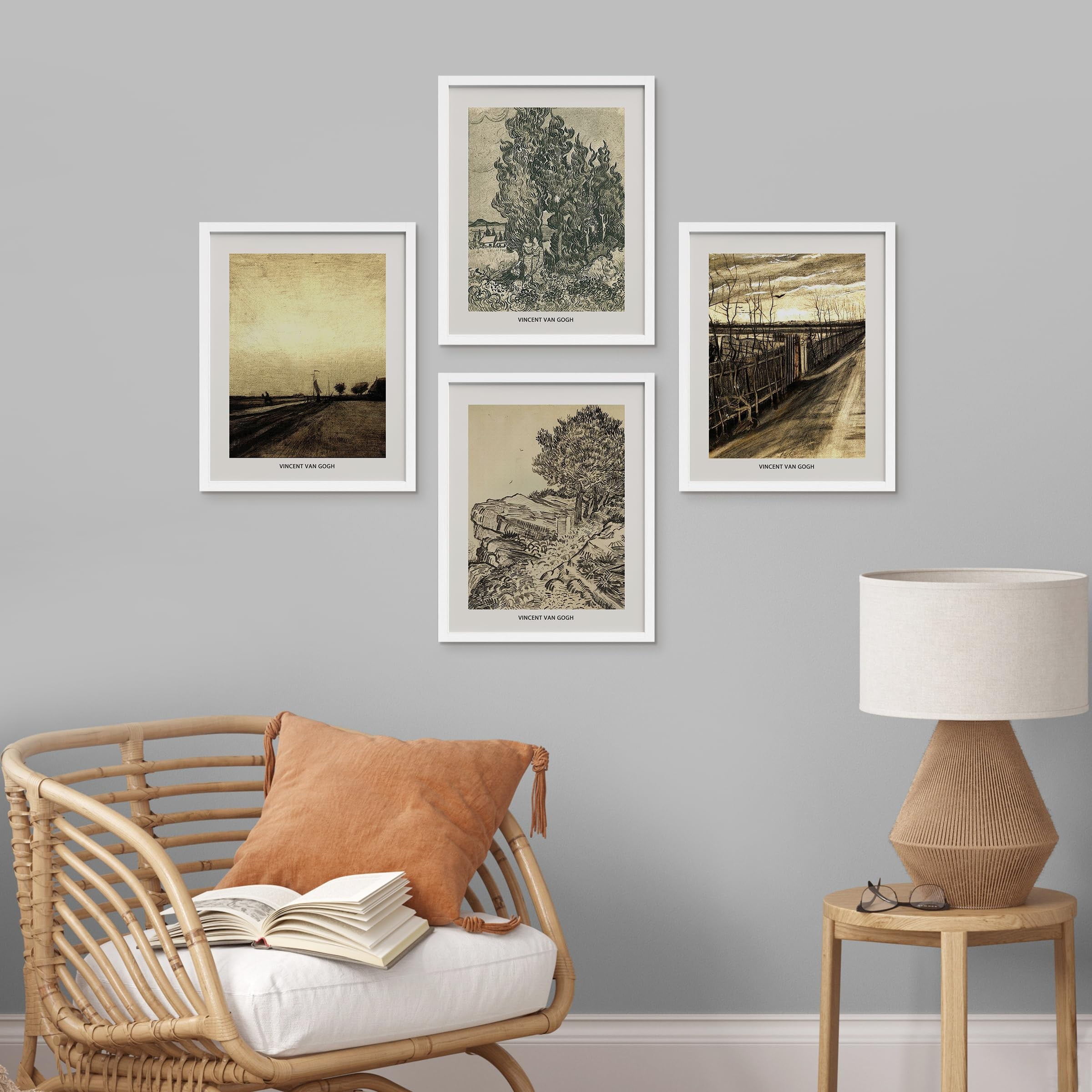 PixonSign Framed Wall Art Vintage Country Rural Forest Landscapes ...