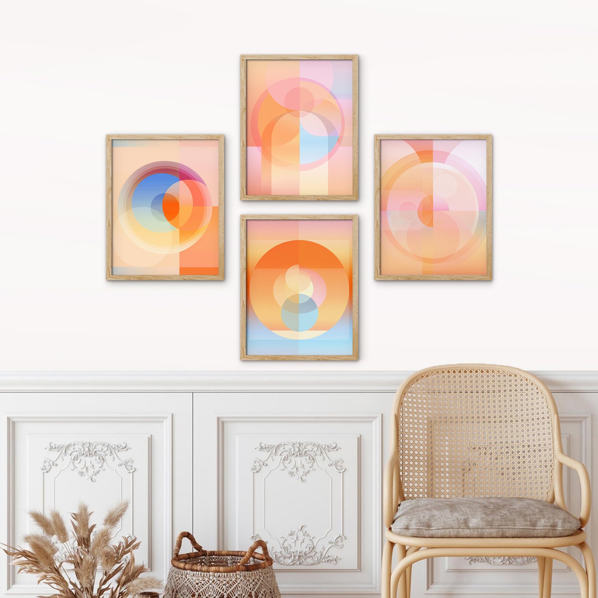 PixonSign Framed Wall Art Watercolor Circle Splicing Illustration ...